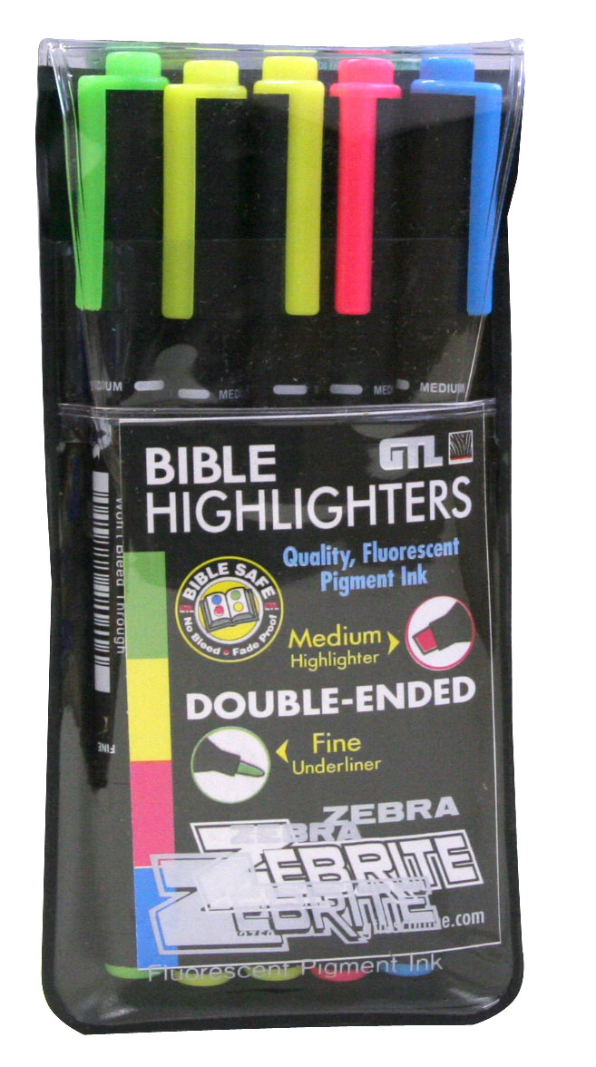 Zebrite Wet Double Ended Bible Highlighjter Set of 5, Caution Might ...