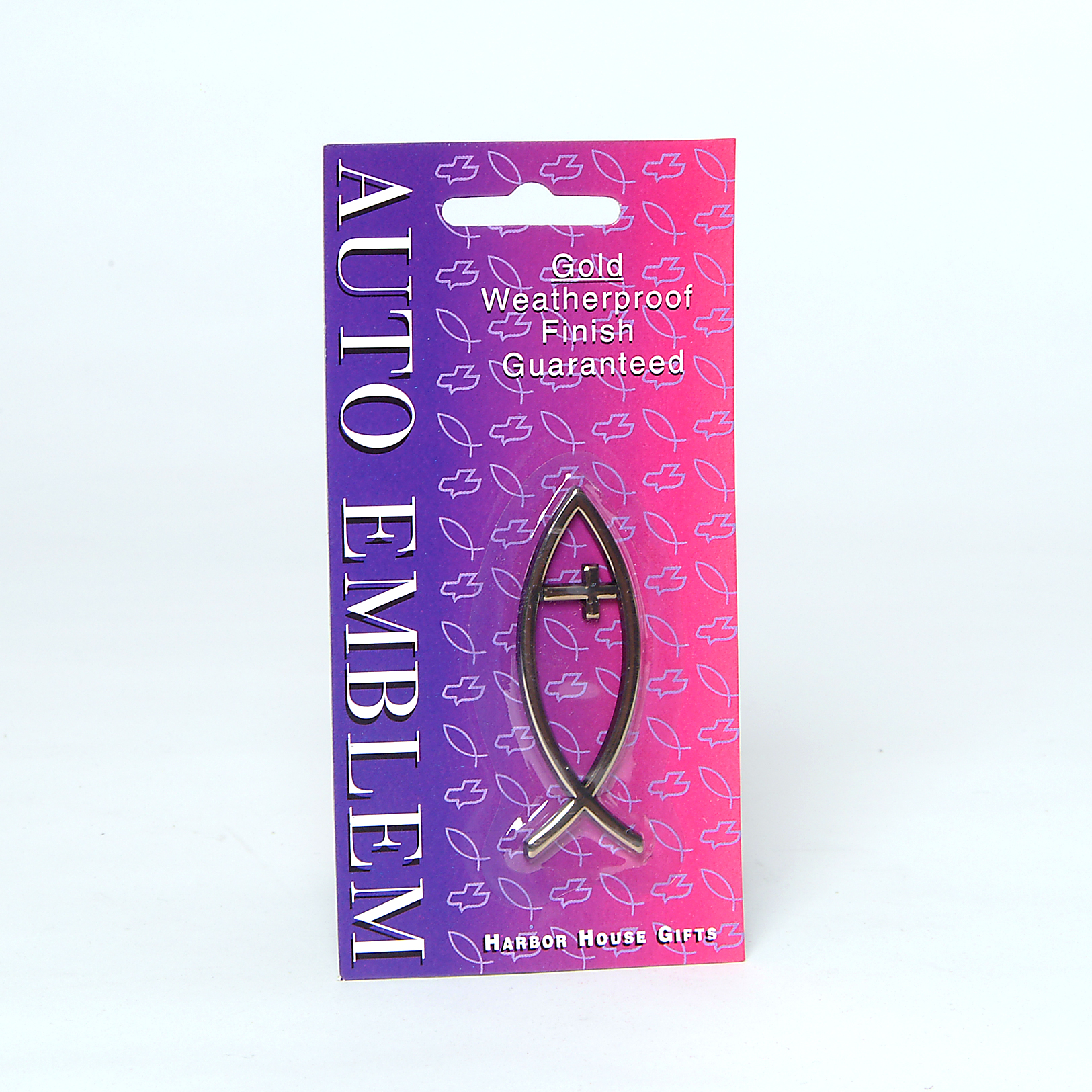 Auto Emblem Sticker: Gold Fish/Cross Small | Koorong