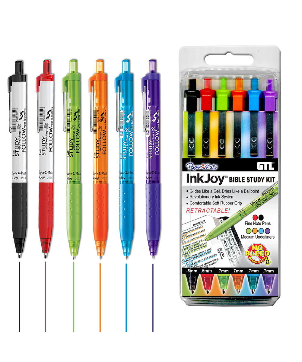 Paper Mate Ink Joy Set of 6 Bible Study Kit: 2 Pens & 4 Underliners ...