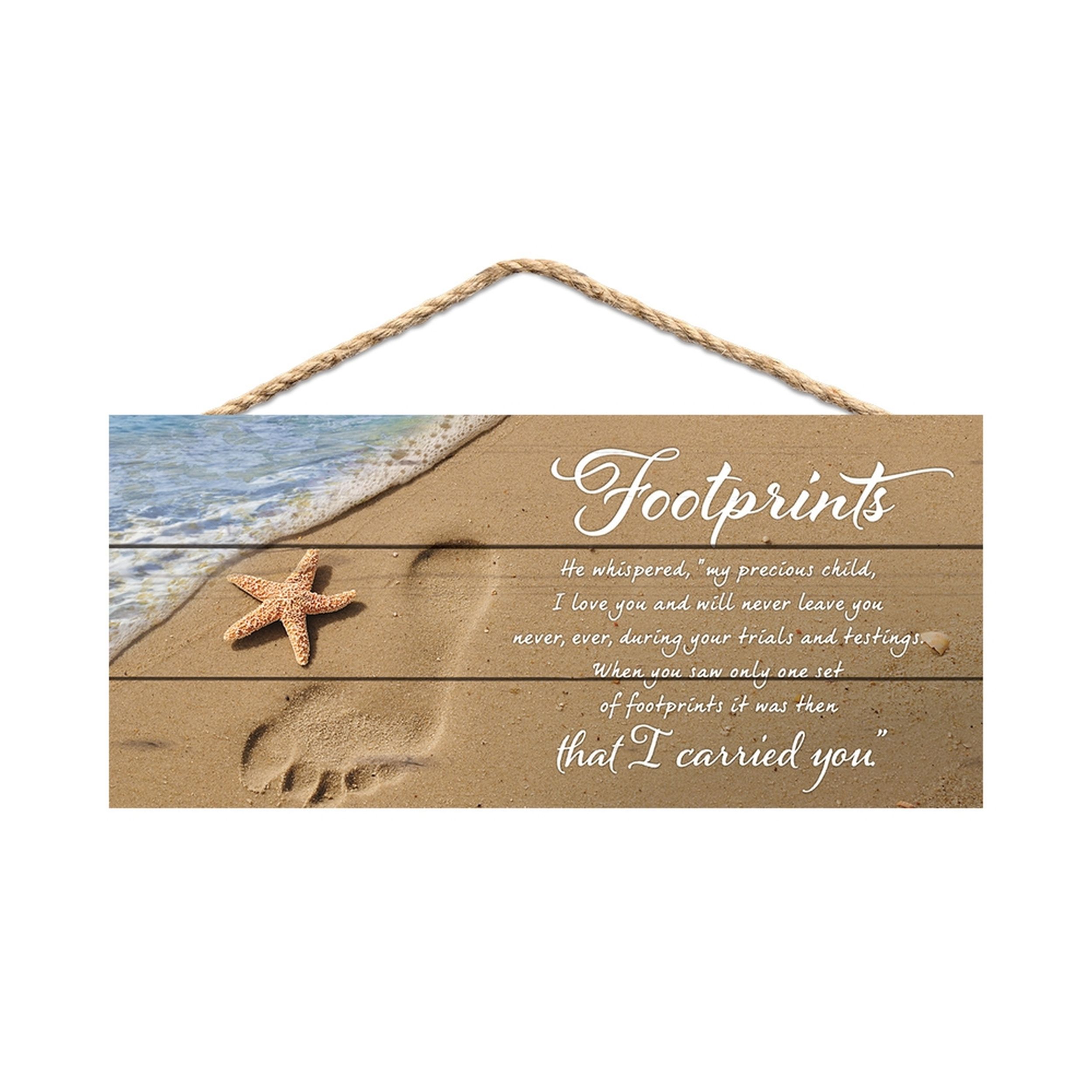 String Sign: Footprints, Beach (Pine) | Koorong