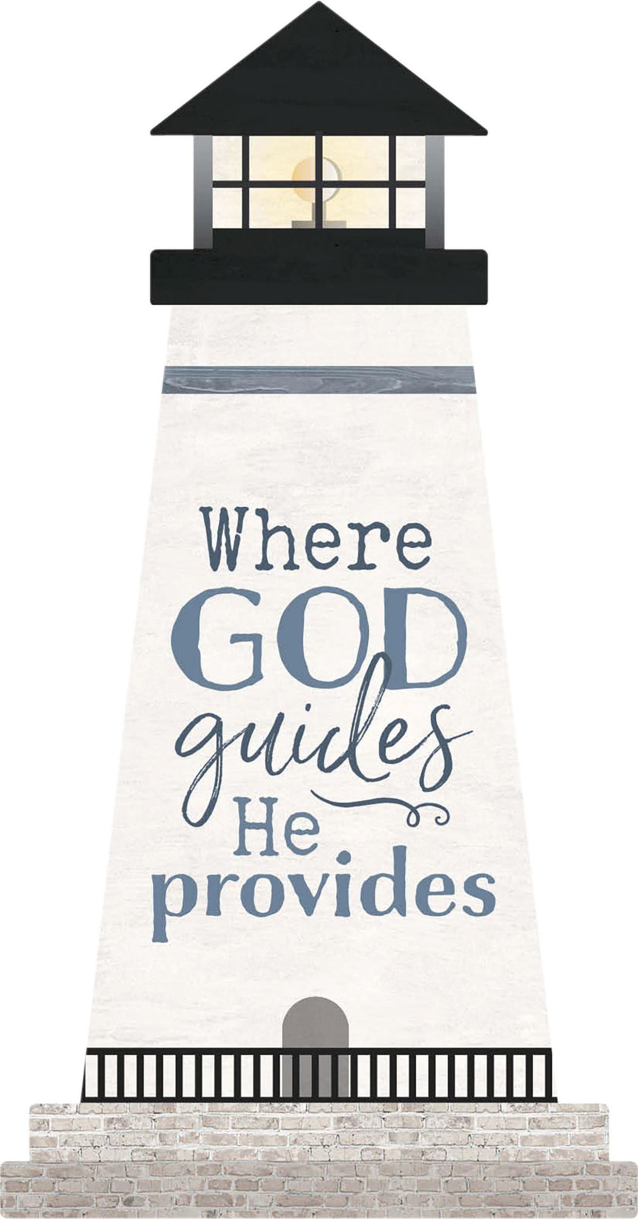 Tabletop Decor: Lighthouse Shape, Where God Guides He Provides (Pine ...