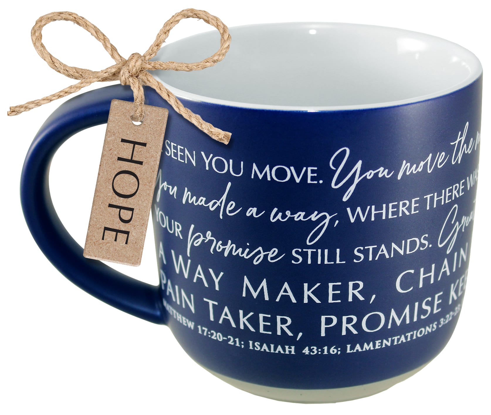 Ceramic Mug (561ml): Mountain Mover, Hope Tag With Twine, Navy | Koorong