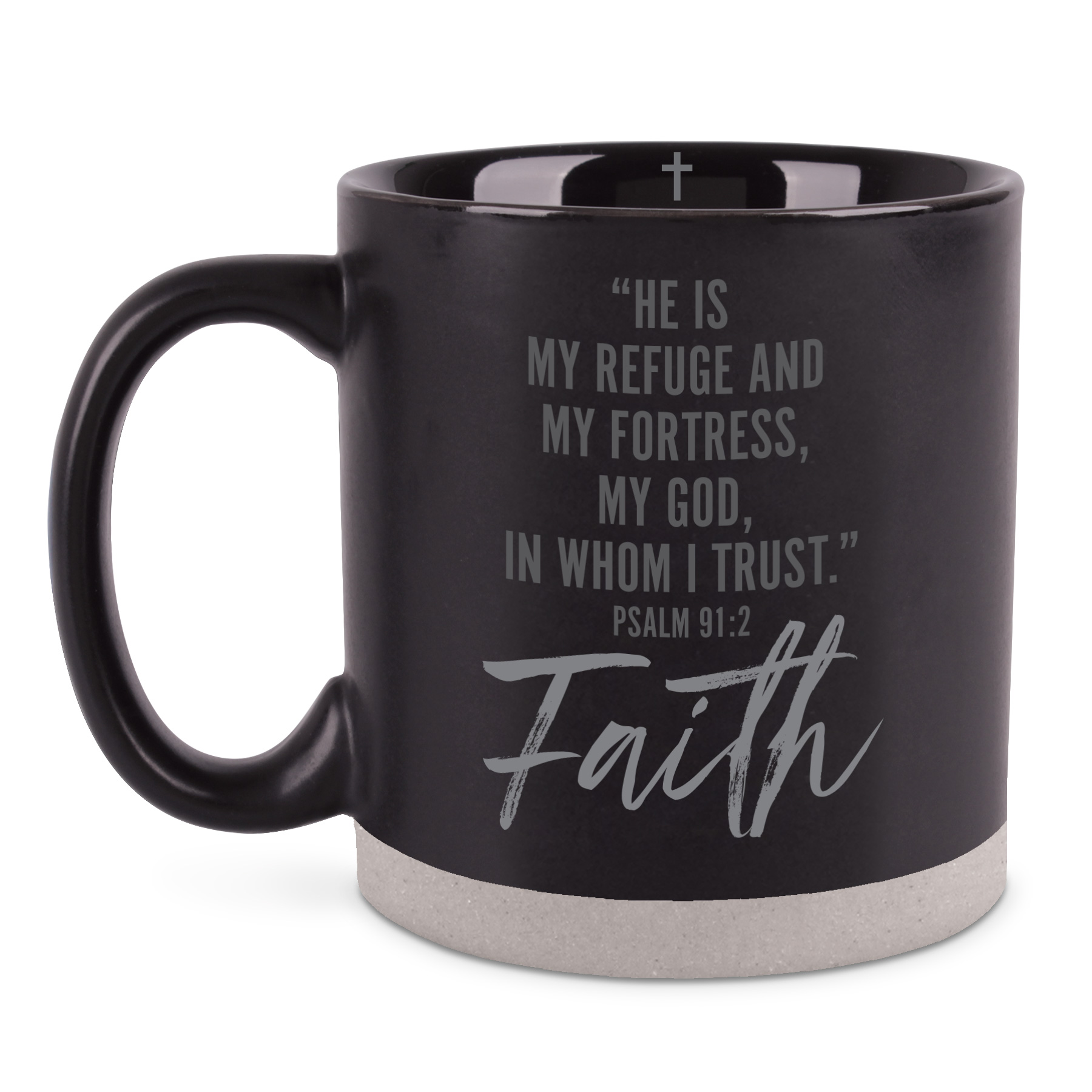 Ceramic Mug: Faith (Psalm 91:2) Black, Raw Bottom (473 Ml) | Koorong