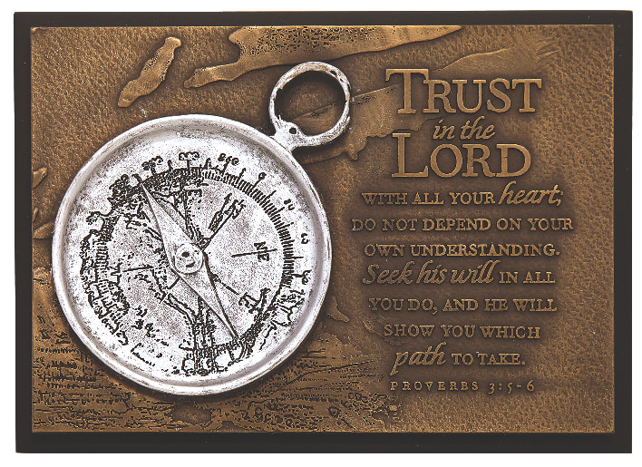 Resin/Mdf Plaque: Sculpture Moments of Faith, Compass (Proverbs 3:5-6 ...