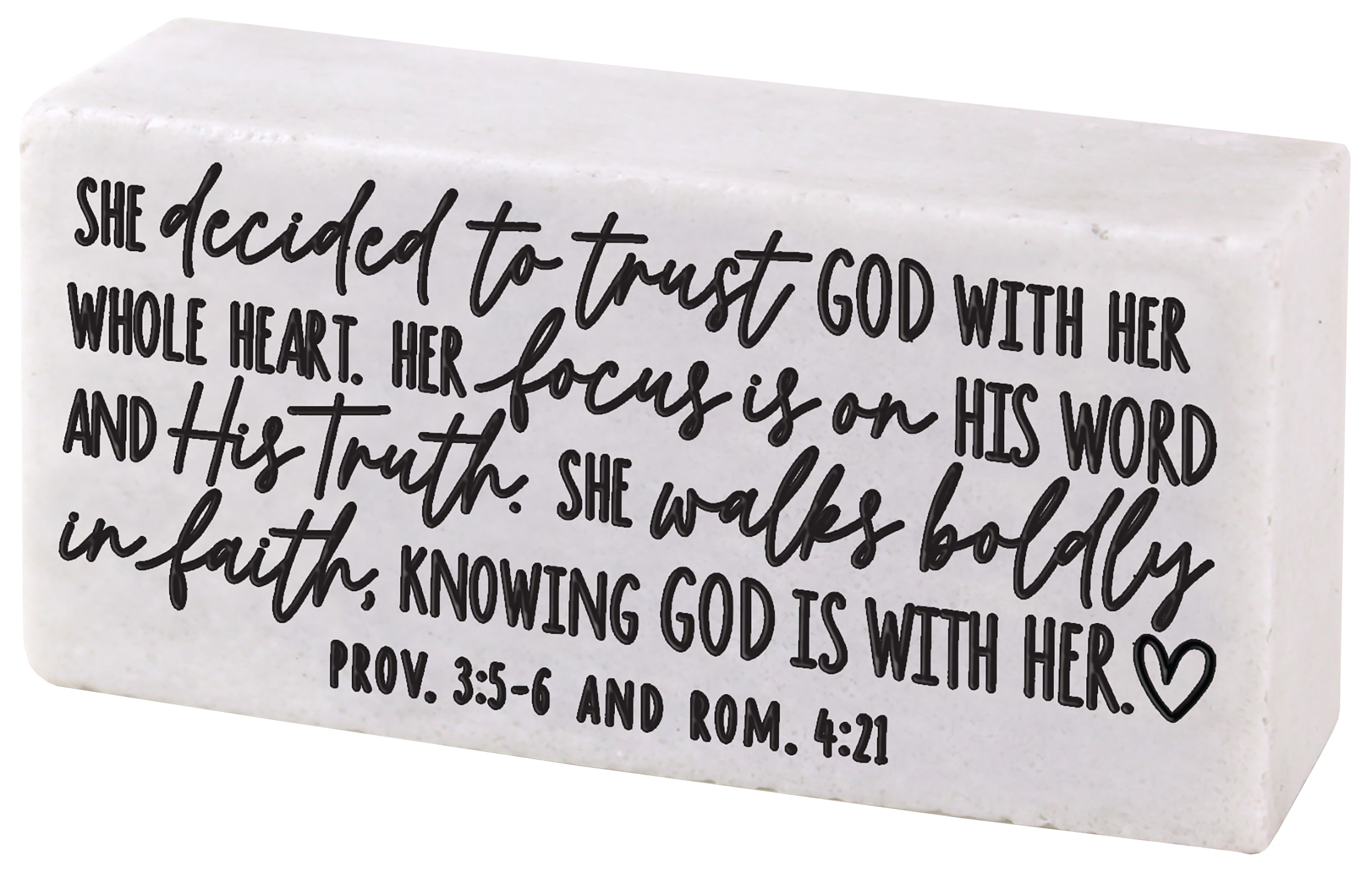 Stone Scripture Block: She Inpires, She Trusts God (Prov. 3:5-6, Rom. 4 ...