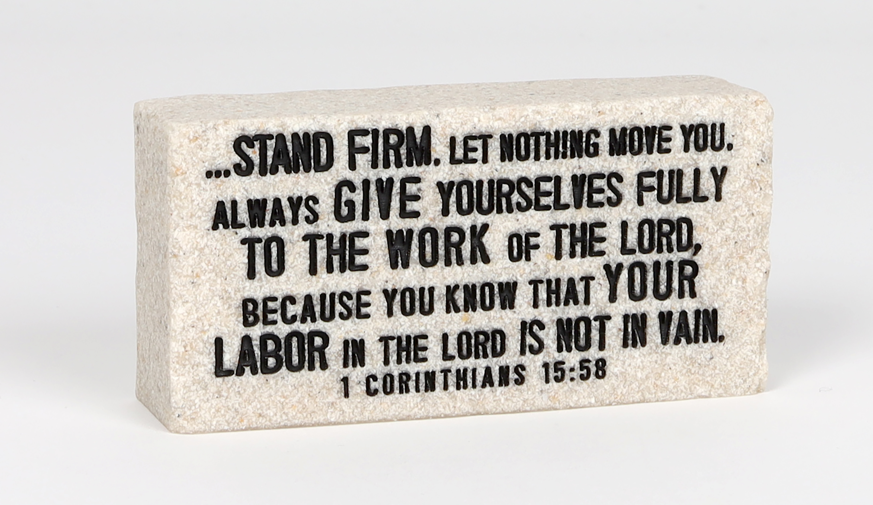 Stone Scripture Block: Stand Firm Engraved (1 Cor 15:58) | Koorong