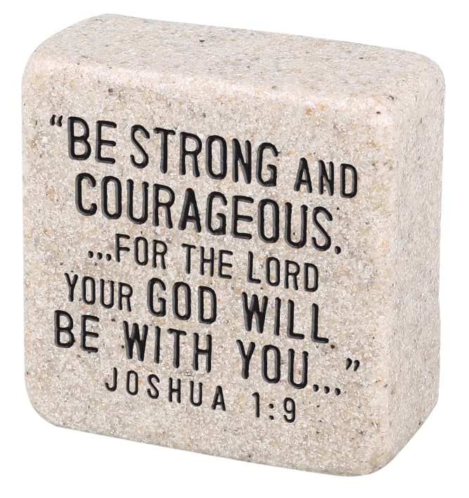 Cast Stone Plaque: Strength Scripture Stone, Cream (Joshua 1:9) | Koorong