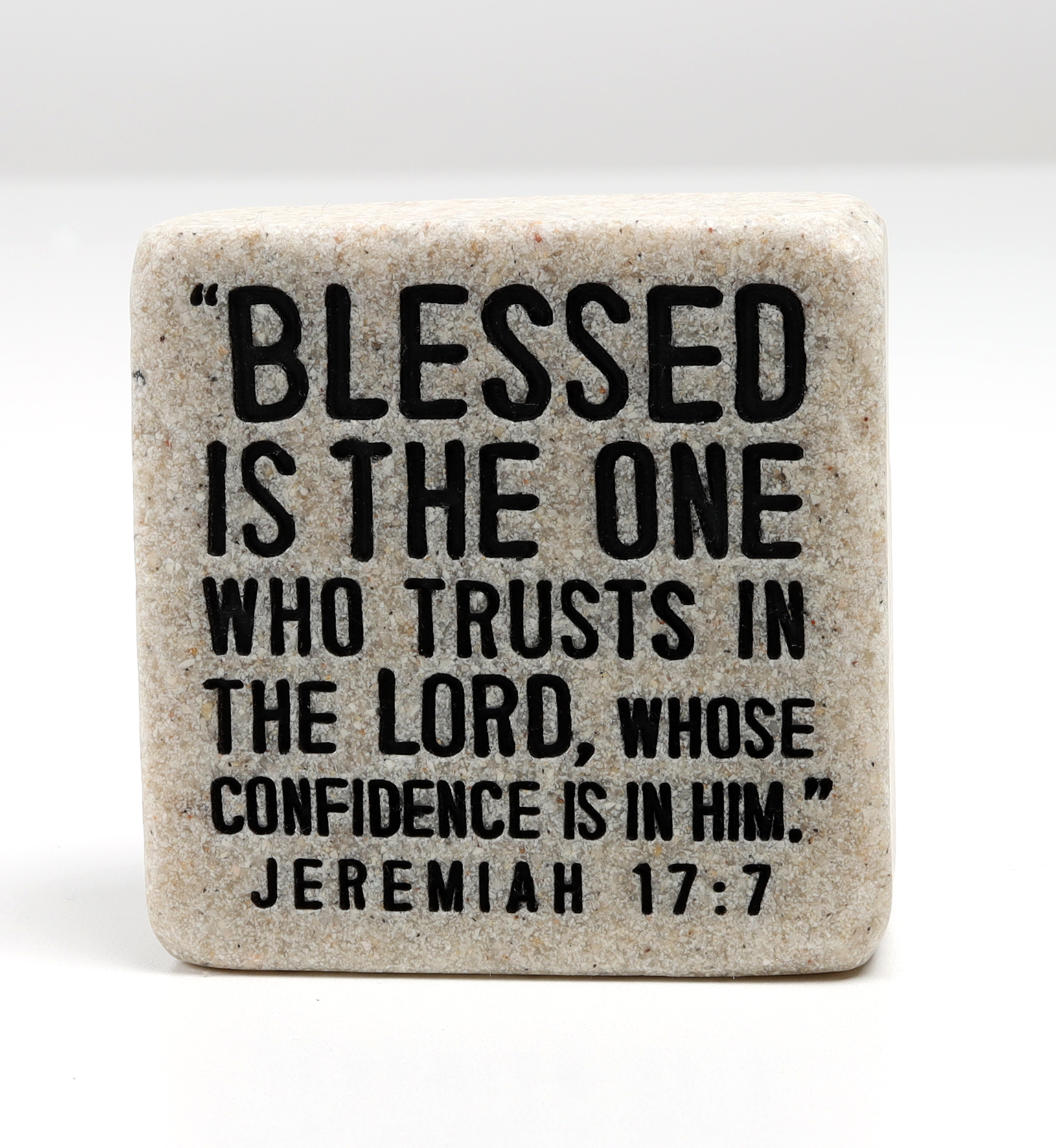 Stone Scripture Block: Blessed Engraved, Square (Jer 17:7) | Koorong
