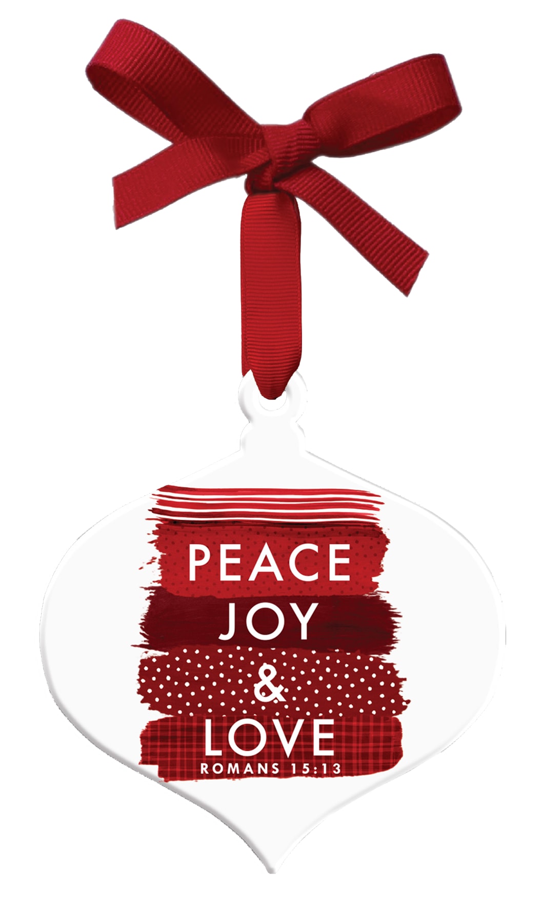 Christmas Ornament: Peace Joy & Love, Red Brushed Art (Ceramic) | Koorong