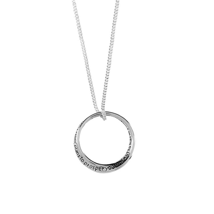 Necklace: Silver Plated Jeremiah 29:11-18 Mobius Ring on 45Cm Chain ...