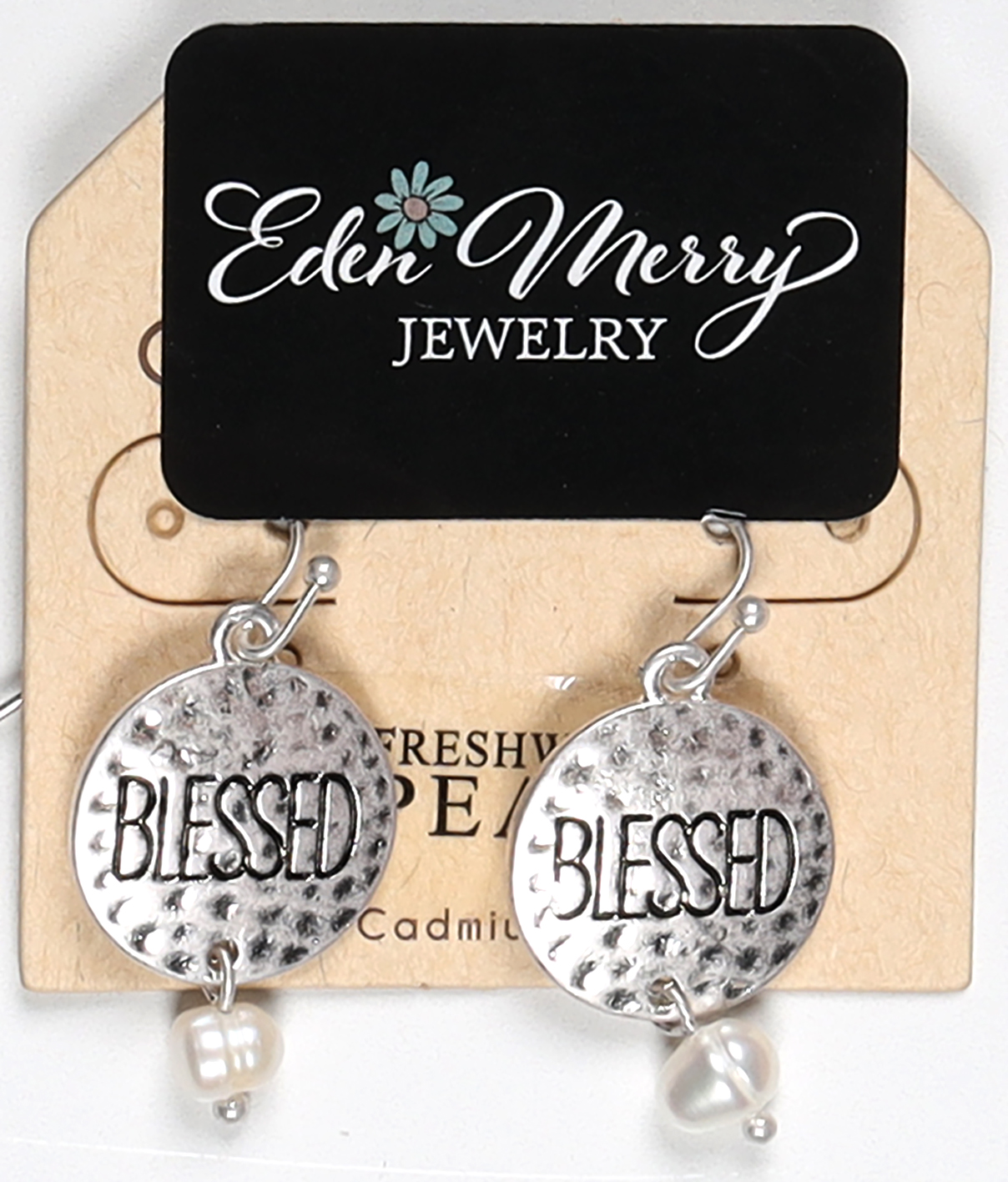 Earrings: Blessed, Silver and Fresh Water Pearls, Rhodium Plating | Koorong