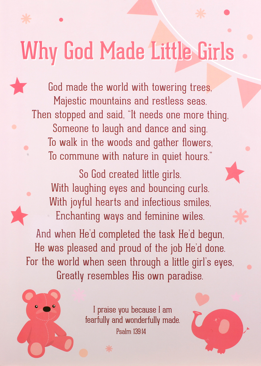 Poster Large: Why God Made Little Girls, White/Pink | Koorong