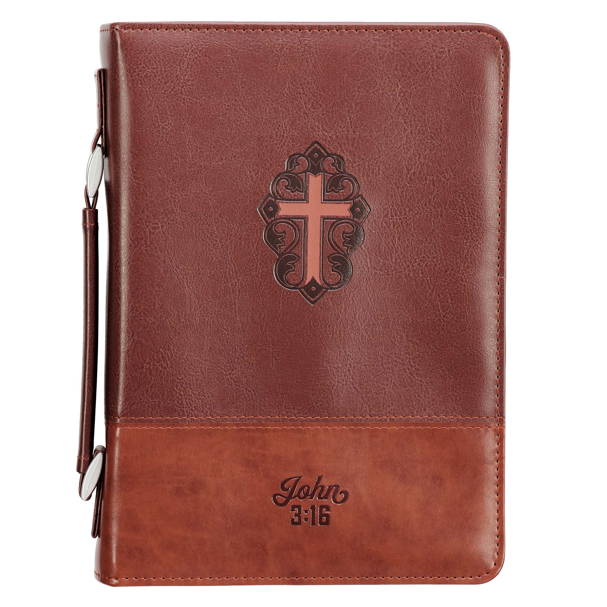 J3: 16 Bible Cover Large Cross Brown (John 3 16) (John 3 16 Collection ...