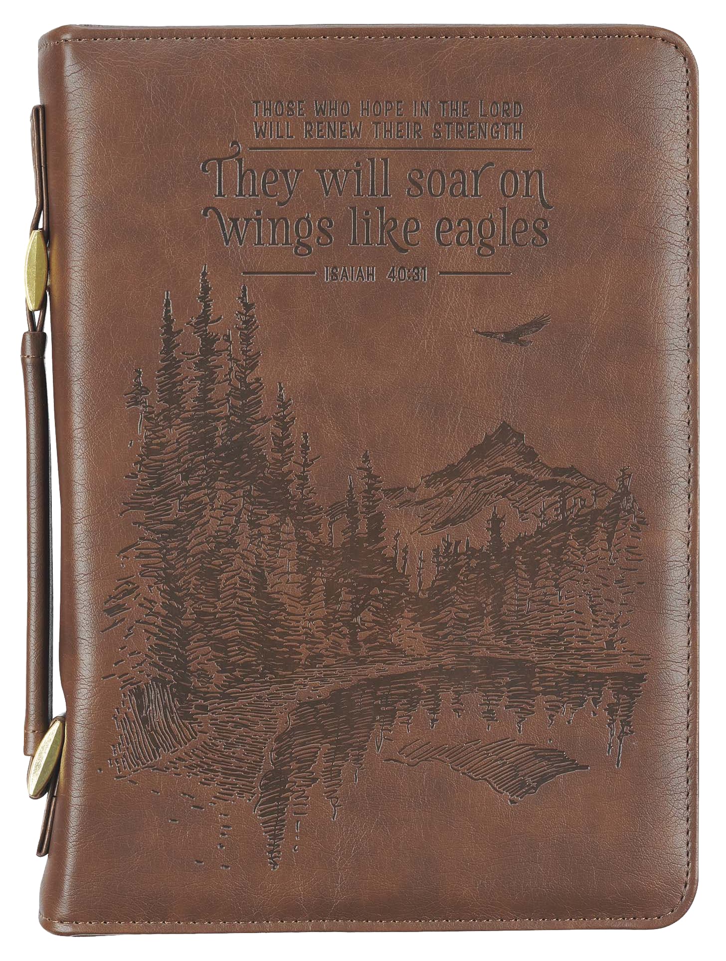 Bible Cover Large: Wings Like Eagles Brown (Isaiah 40:31) | Koorong