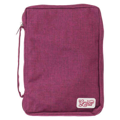 Bible Cover Medium: Poly-Canvas Grace Applique, Dark Pink | Koorong