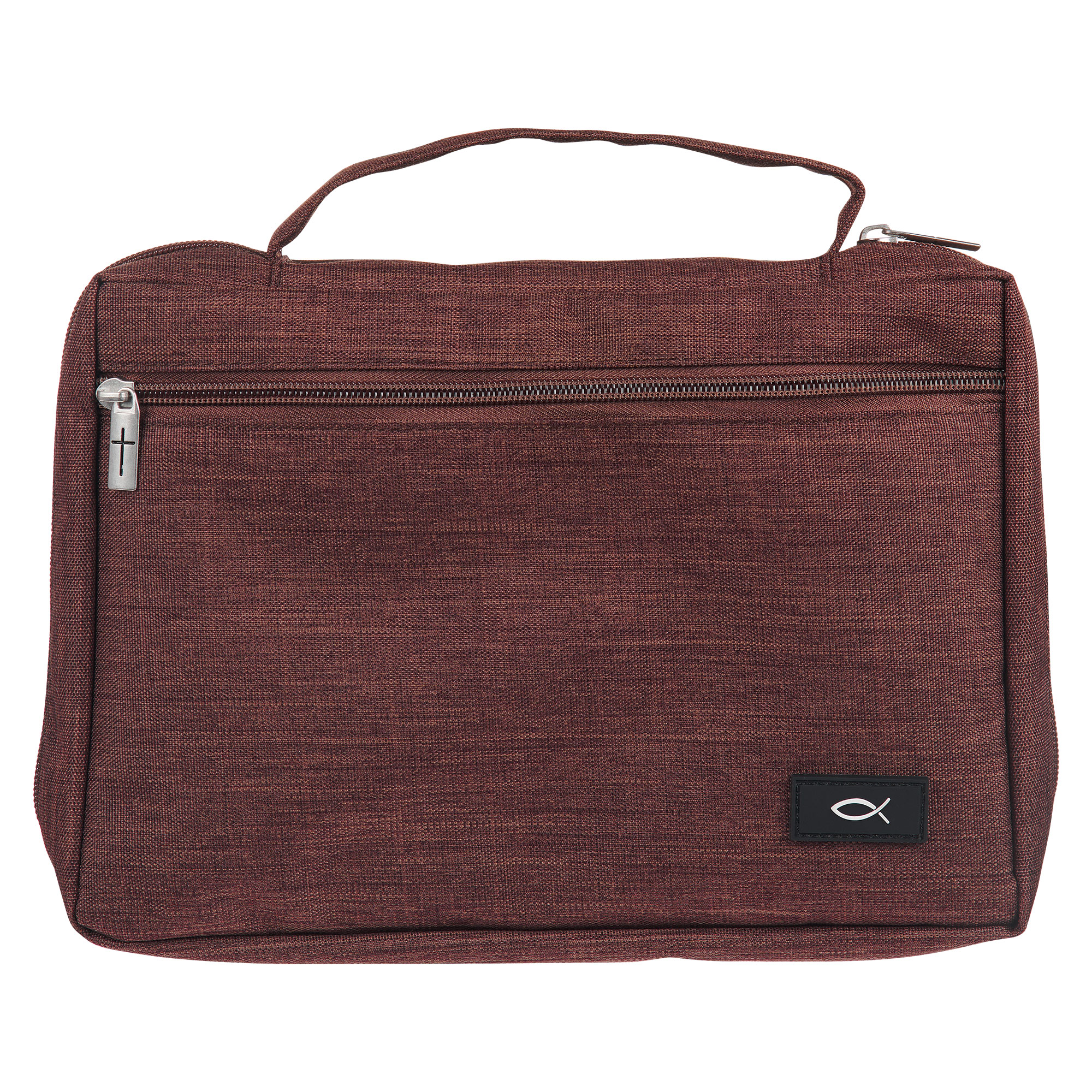 Bible Cover Small Polyester Canvas With Fish Emblem in Brown | Koorong