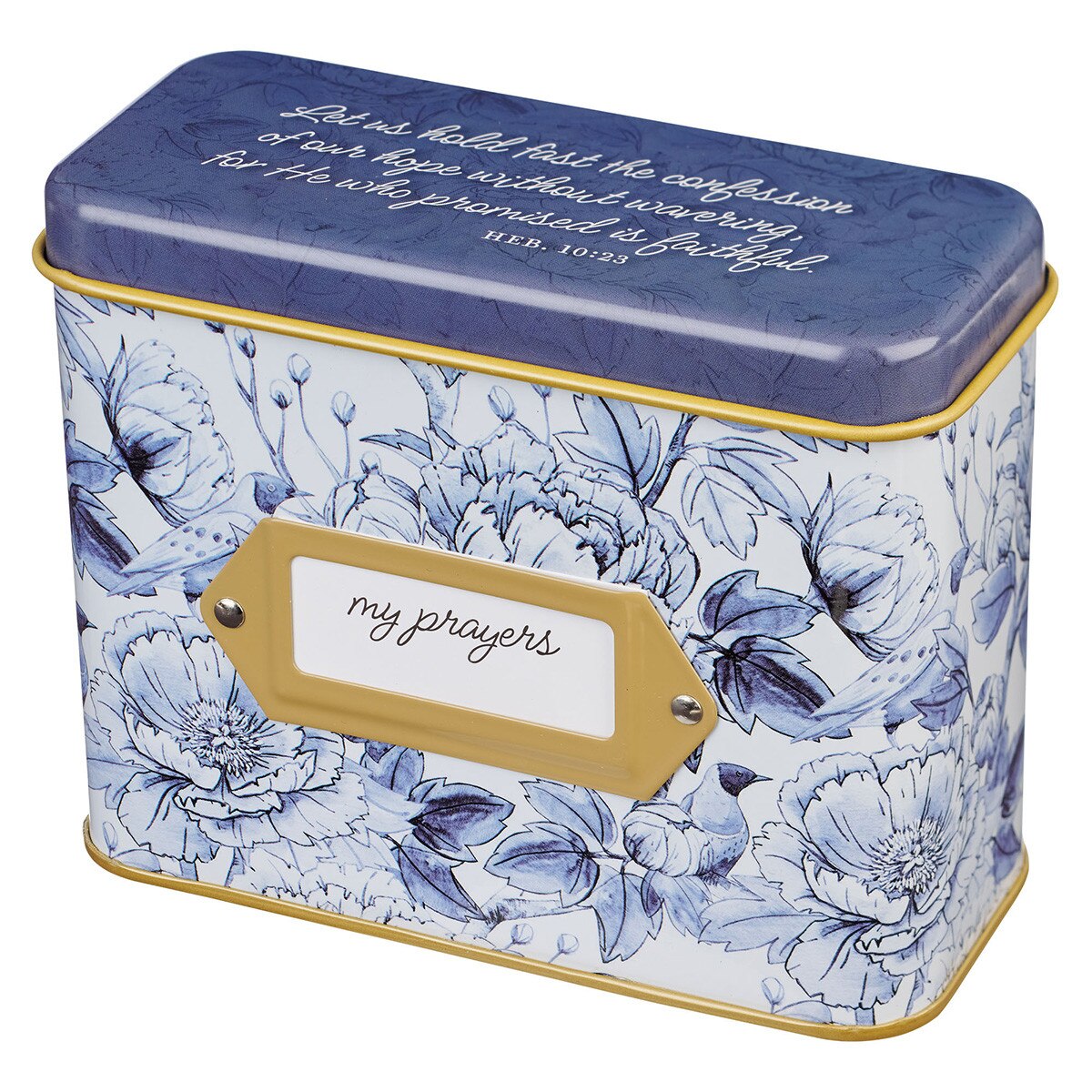Prayer Cards in a Tin: My Prayers (Hebrews 10:23) Blue Floral, 50 ...