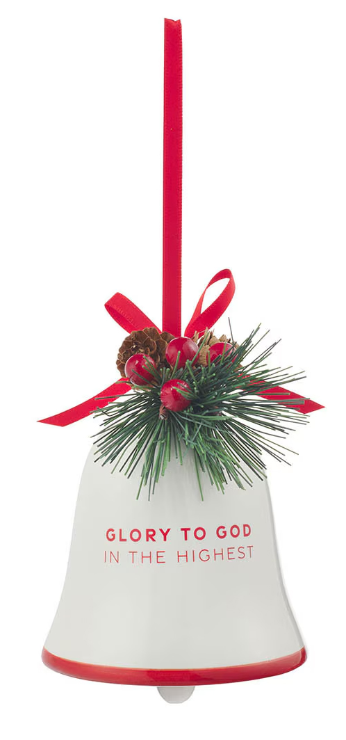 Christmas Ornament: Ceramic Bell, Glory to God | Koorong