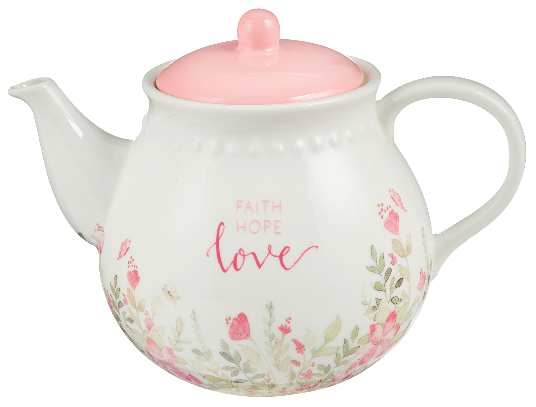 Ceramic Teapot: Faith Hope Love Pink Petite Floral | Koorong