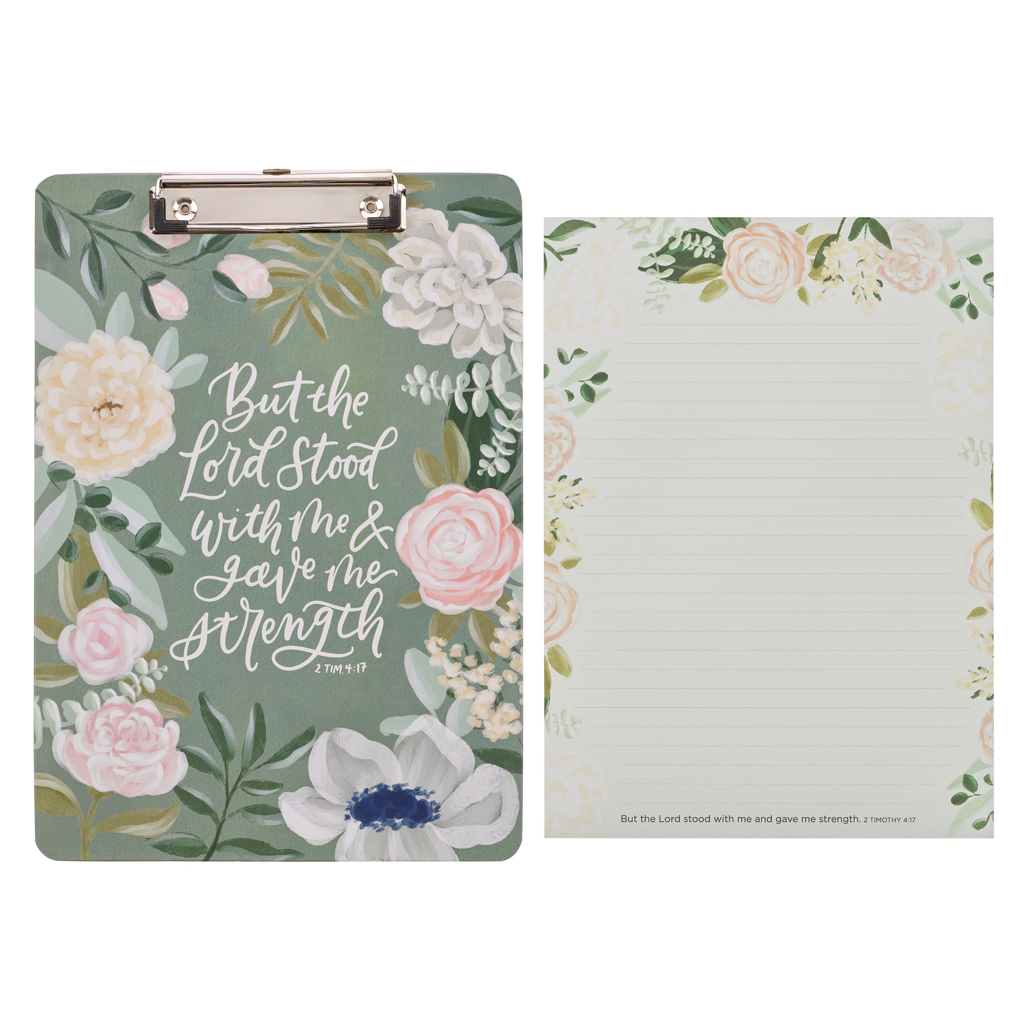 Clipboard with Writing Pad: But The Lord Stood With Me, Floral, 2 Tim ...