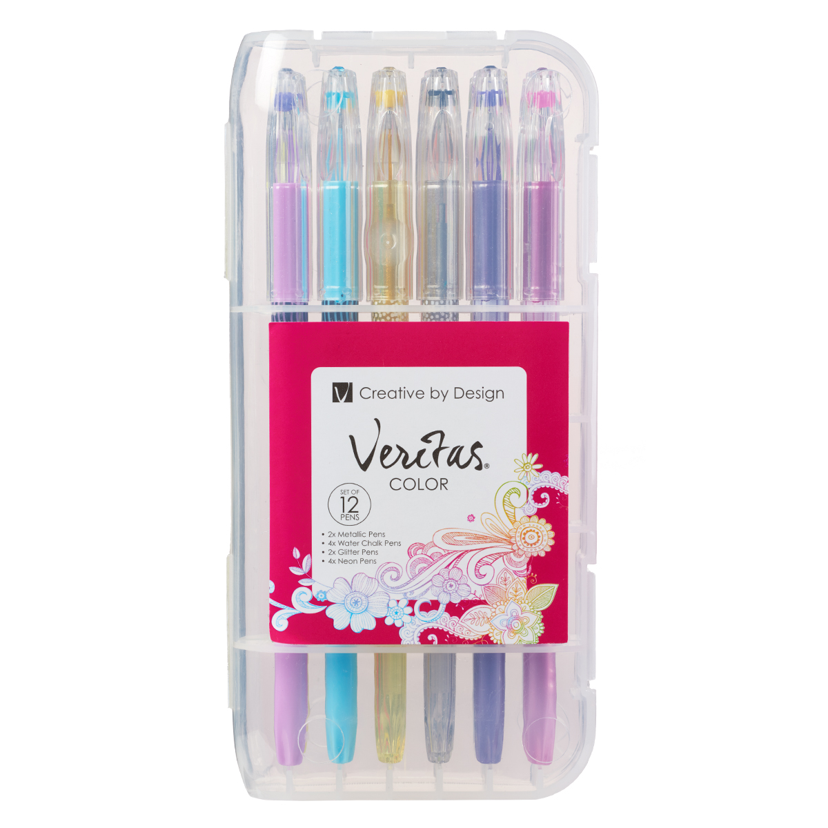 Veritas Gel Pen Set of 12 Assortment: 2x Metallic Pens, 2x Glitter Pens ...