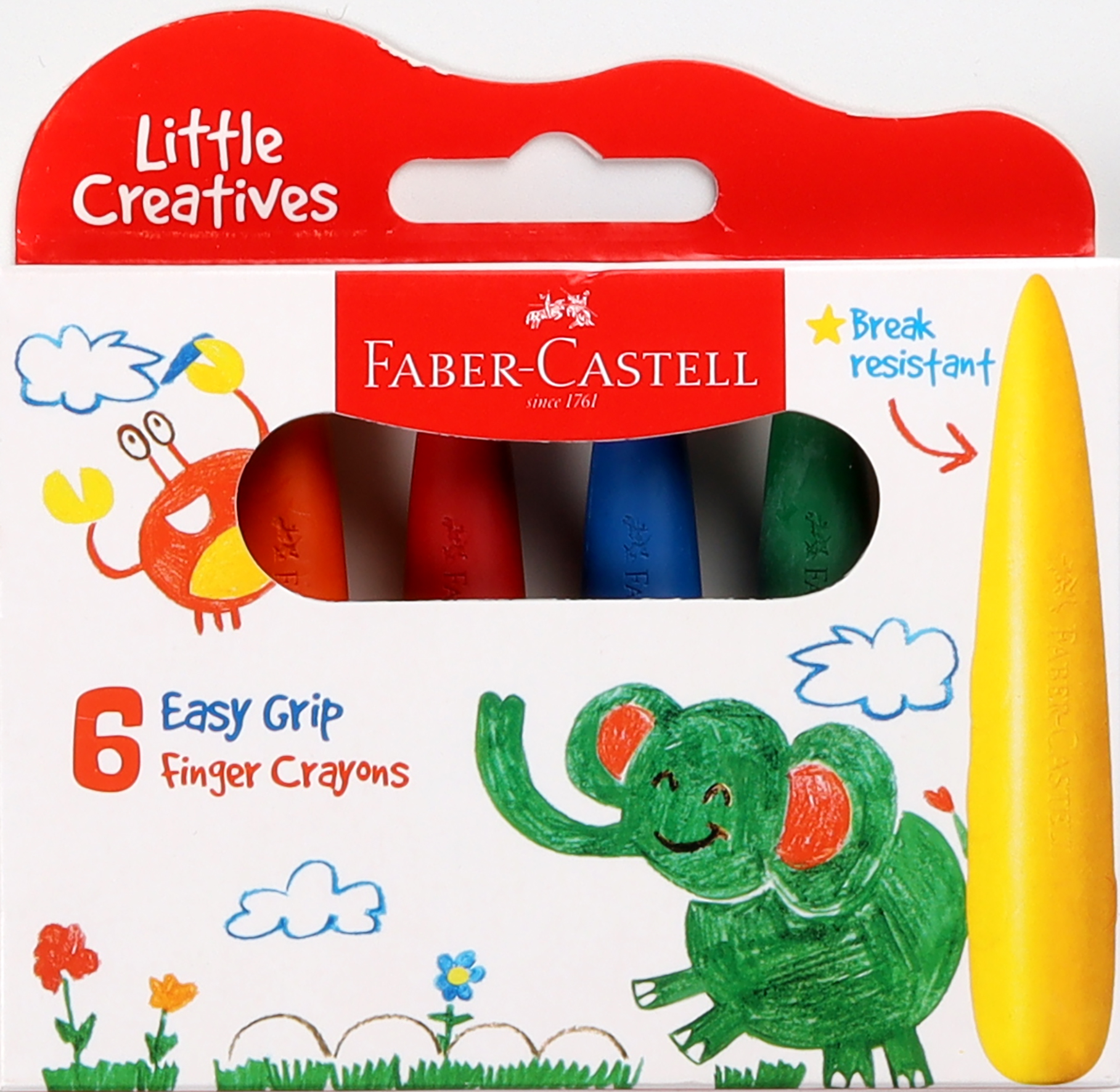 Faber-Castell Little Creatives Easy Grip Finger Crayons Pack of 6 | Koorong