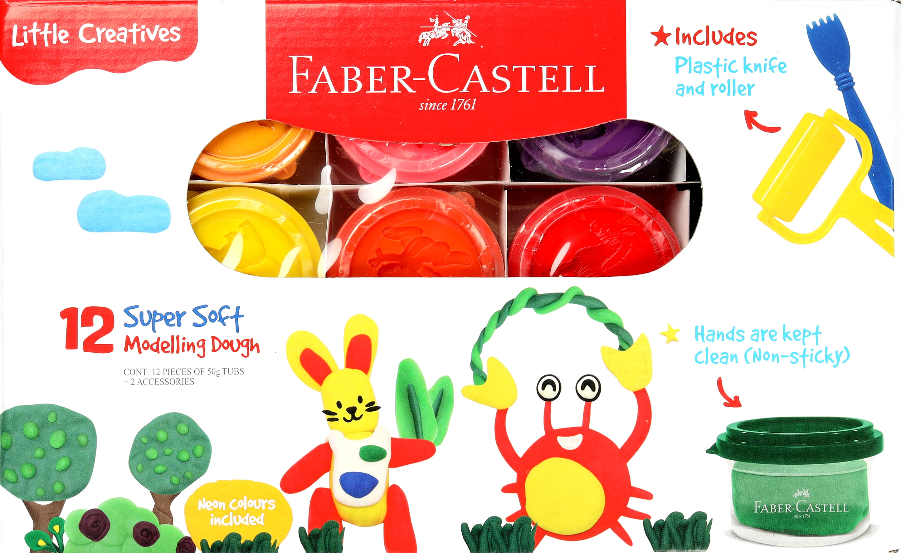 Faber-Castell Little Creatives Super Soft Modelling Dough Pack of 12 ...