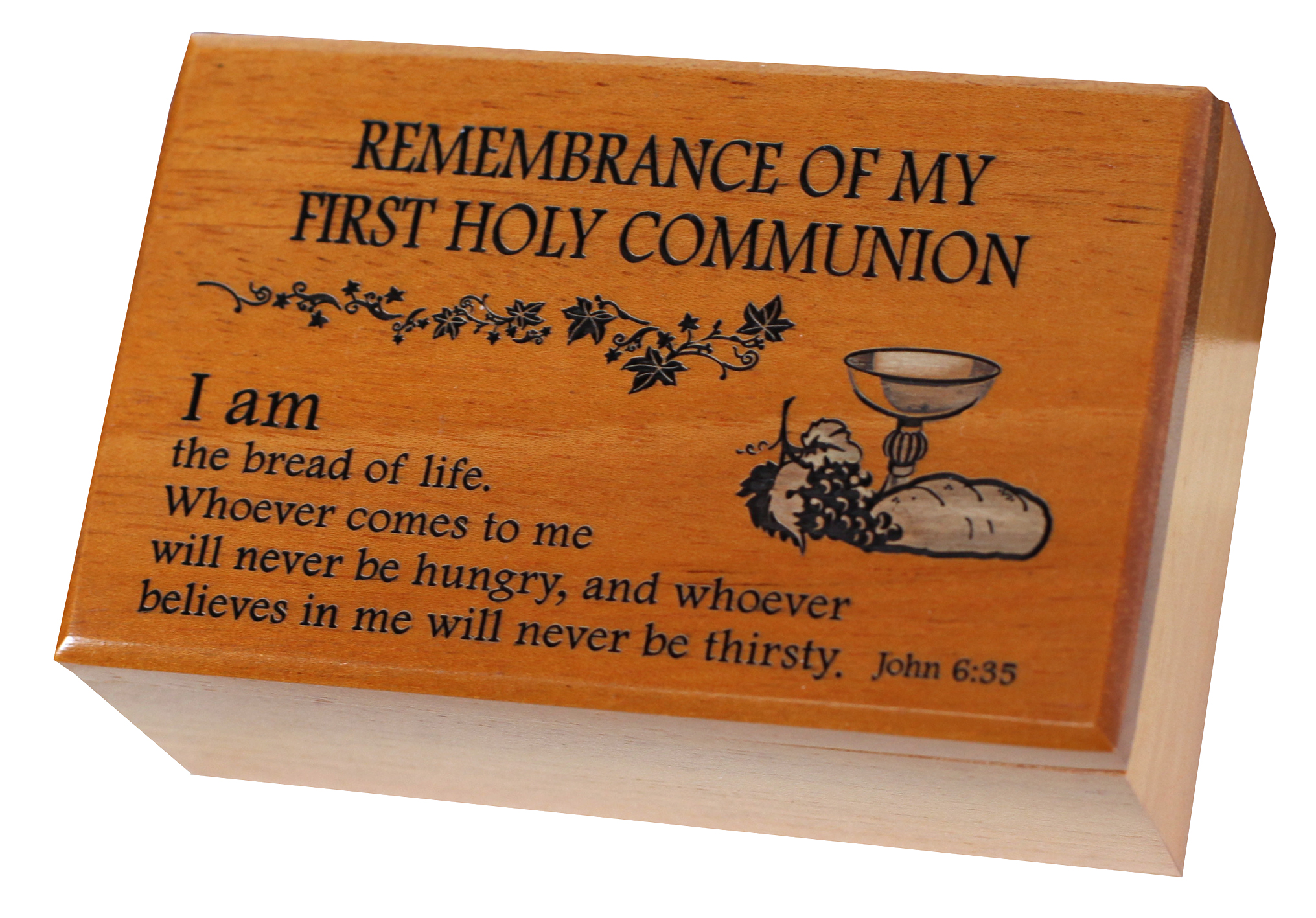 Keepsake Box: First Holy Communion, I Am the Bread of Life (Mahogany ...
