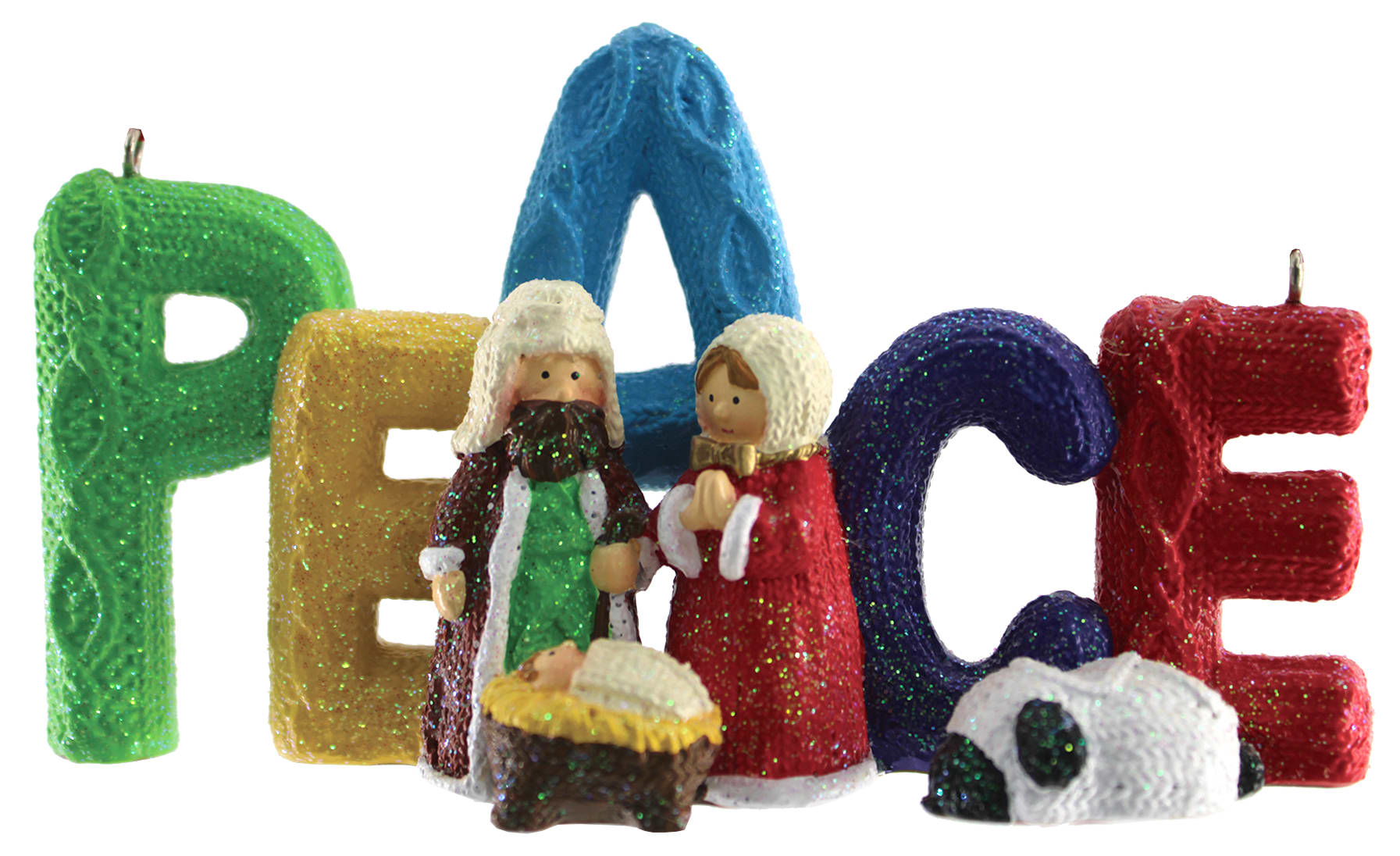 Resin Knitted Finish Holy Family Tree Ornament: Peace, Bright Colours ...