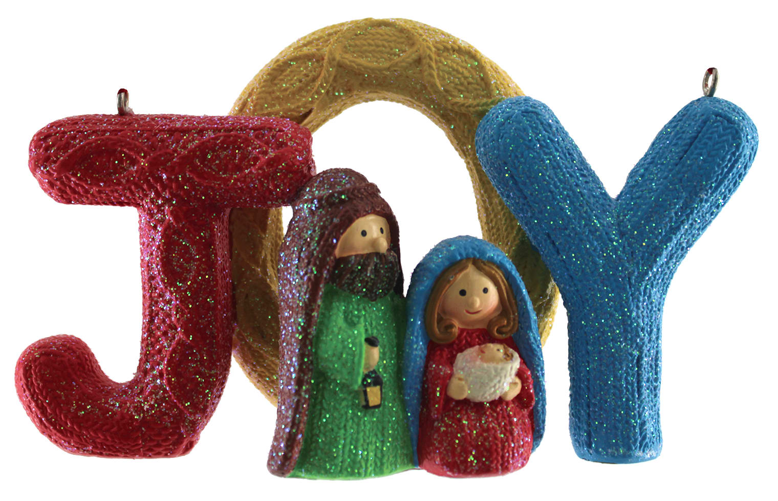 Resin Knitted Finish Holy Family Tree Ornament: Joy, Bright Colours ...