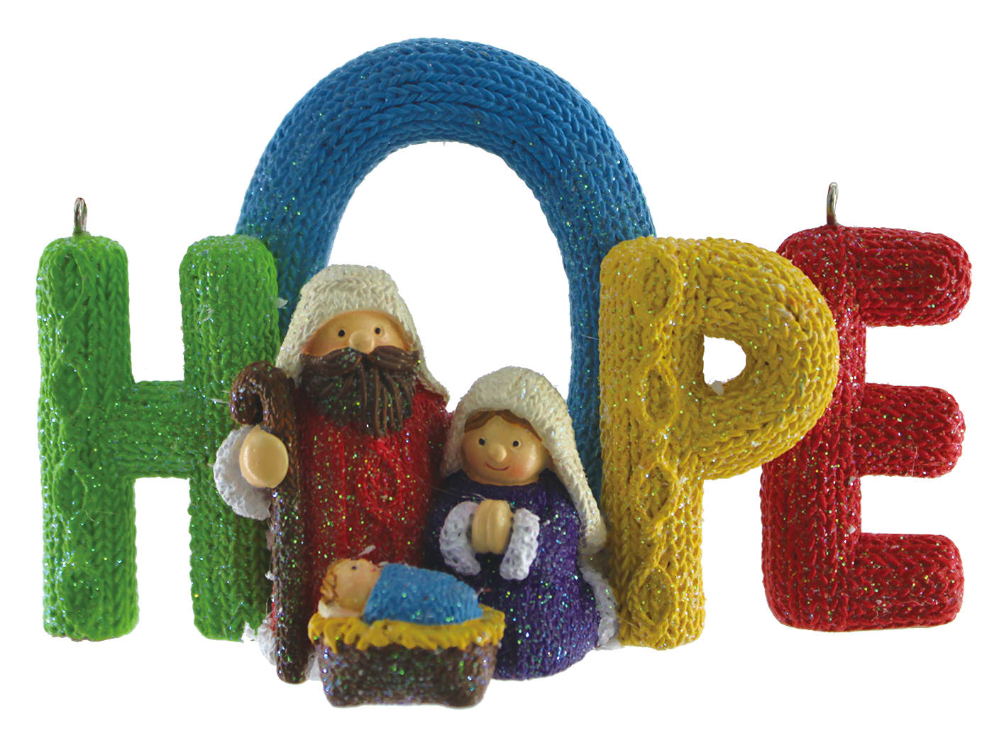 Resin Knitted Finish Holy Family Tree Ornament: Hope, Bright Colours ...