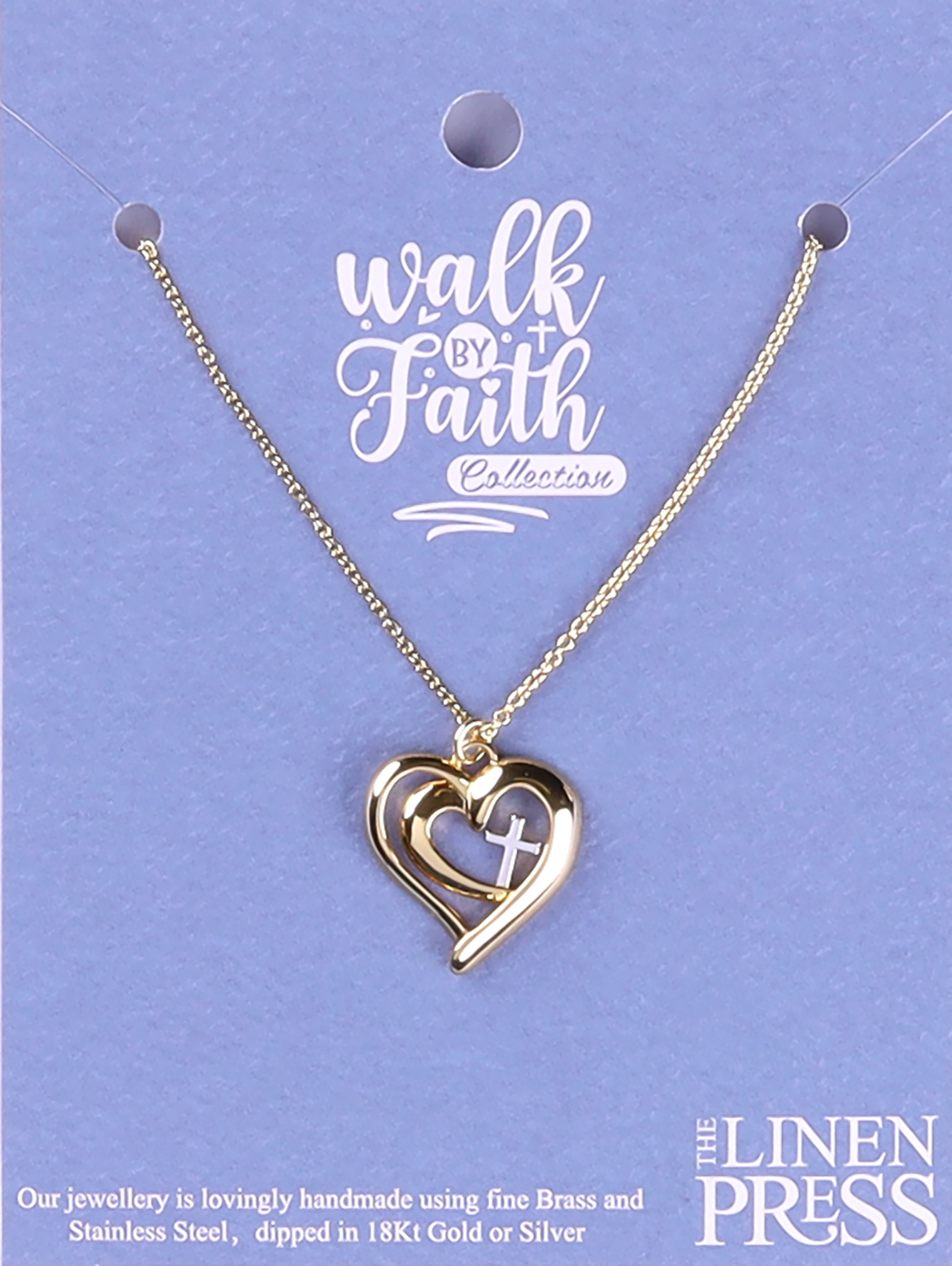 Necklace: Love Heart Love & Faith Gold (Walk By Faith Collection) | Koorong