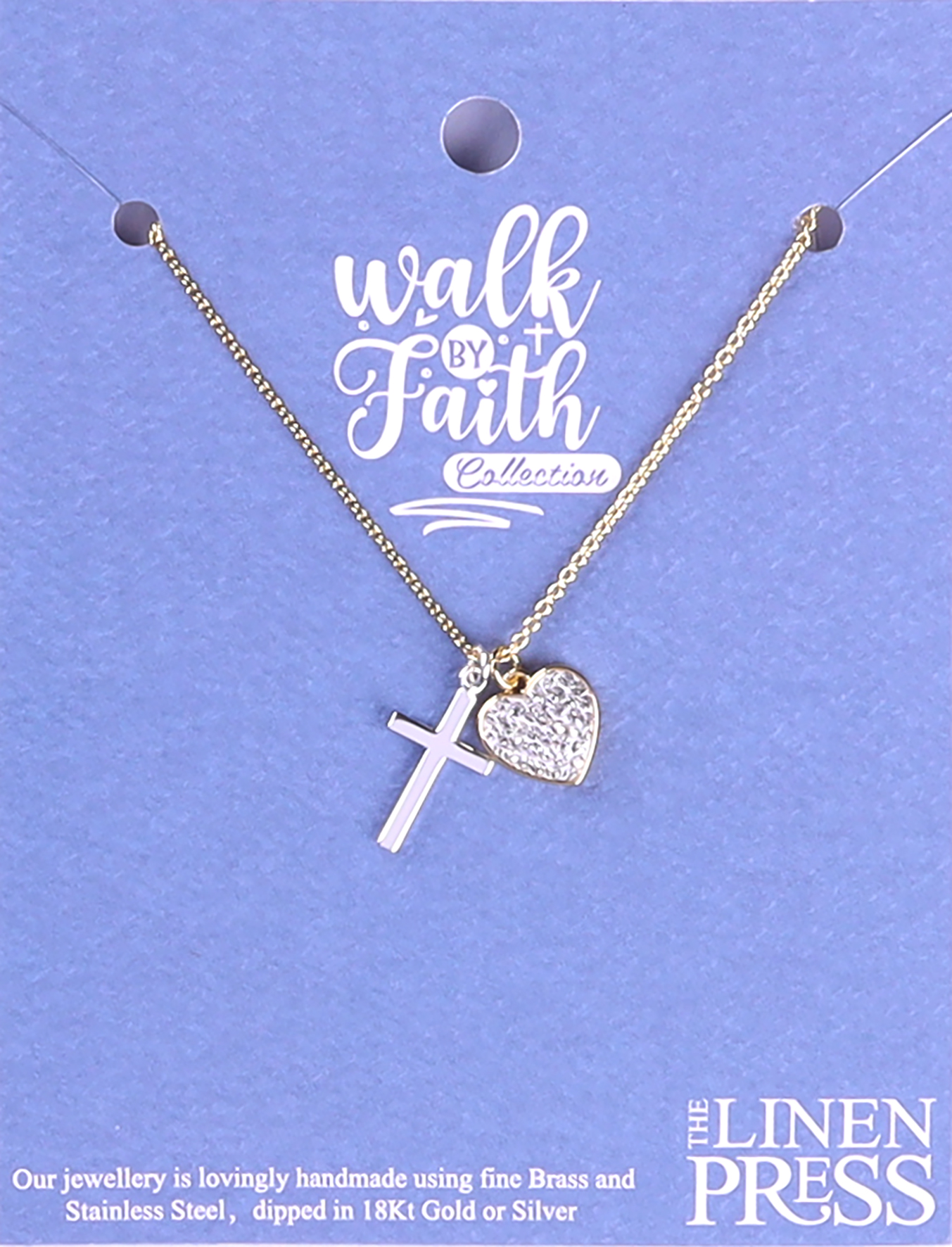 Necklace: Love Heart/Silver Cross Always Believe (Walk By Faith ...