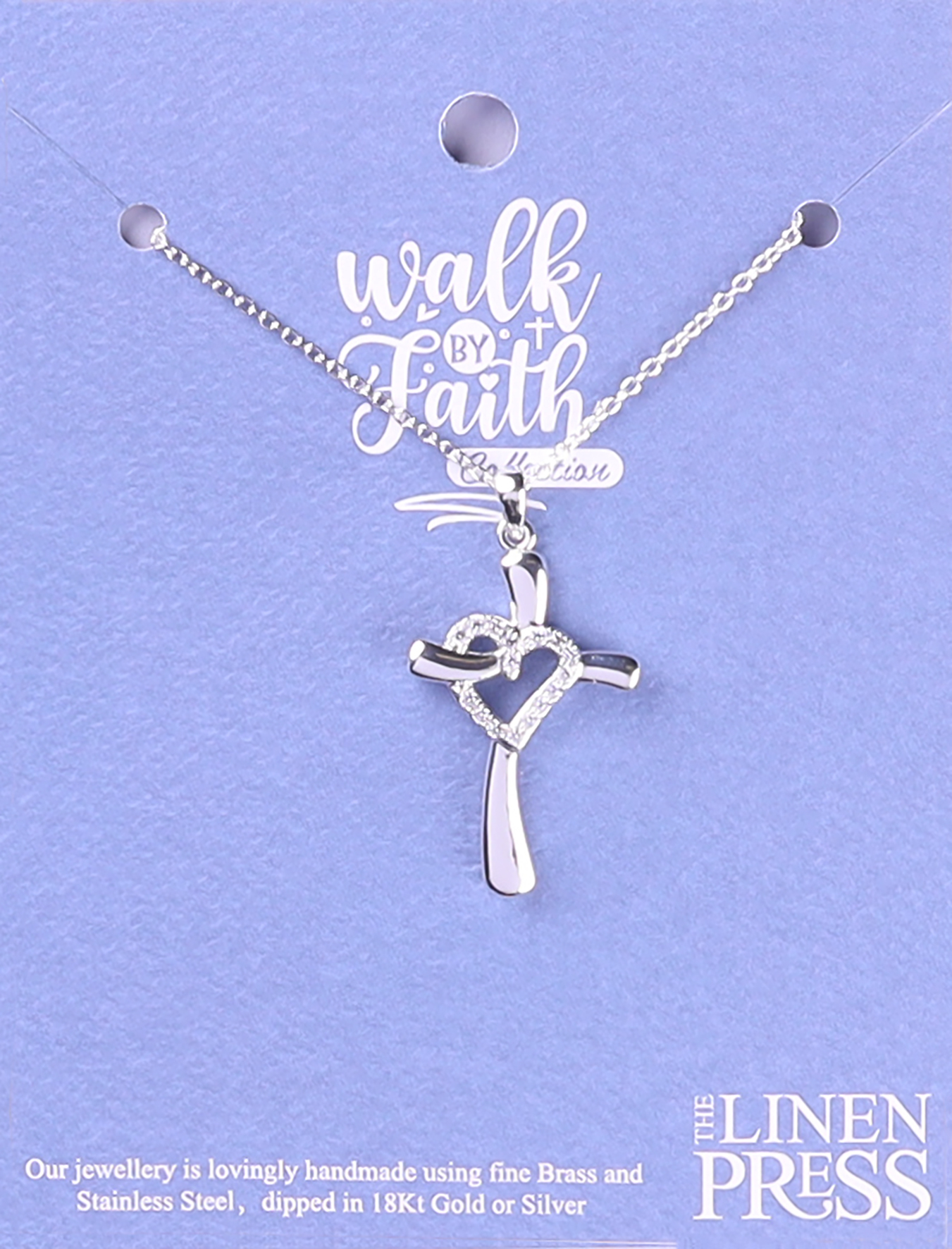 Necklace: Cross/Love Heart (Walk By Faith Collection) | Koorong