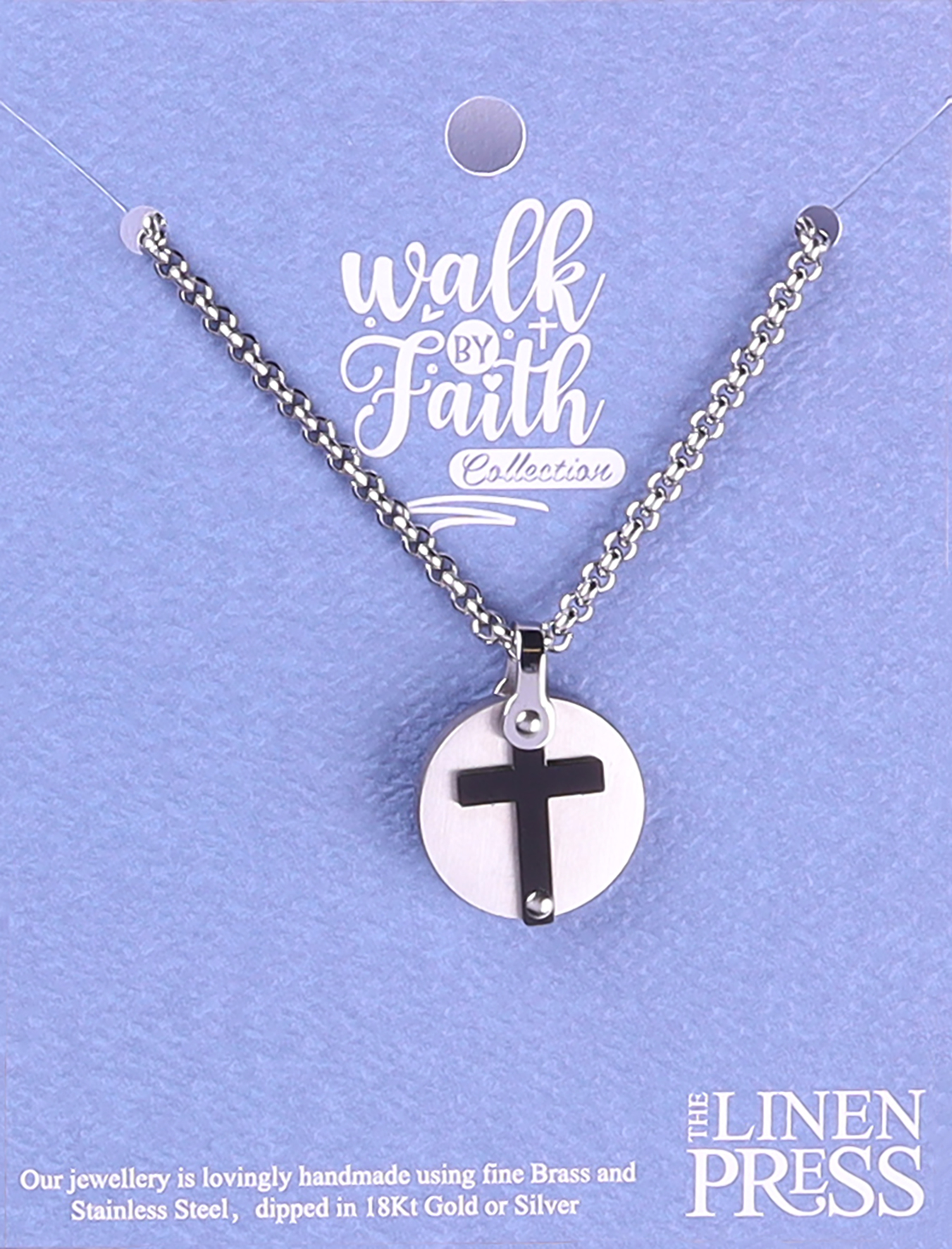 Necklace: Cross Brushed Steel (Walk By Faith Collection) | Koorong
