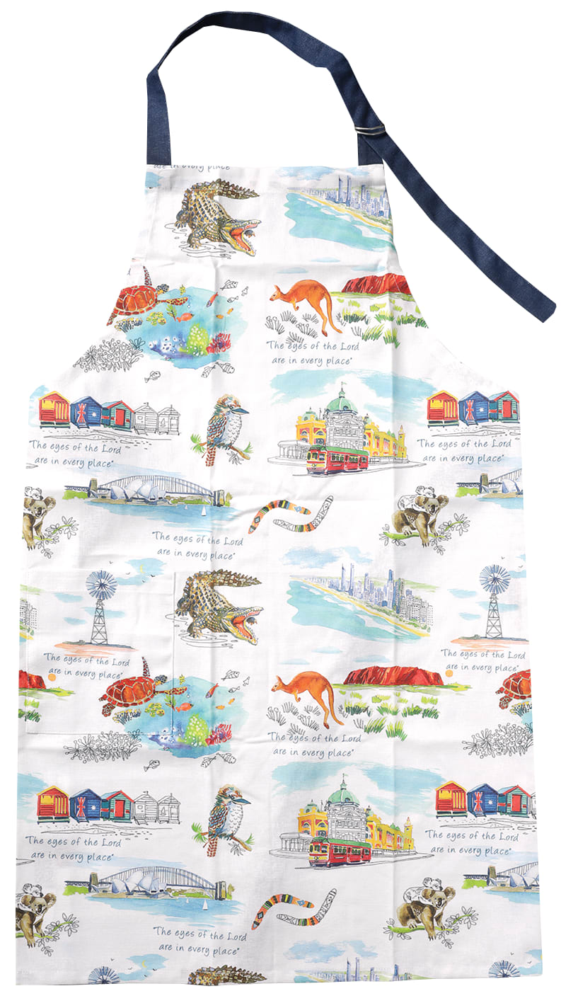 Apron Organic Cotton, Australian Icons, the Eyes of the Lord Are on ...