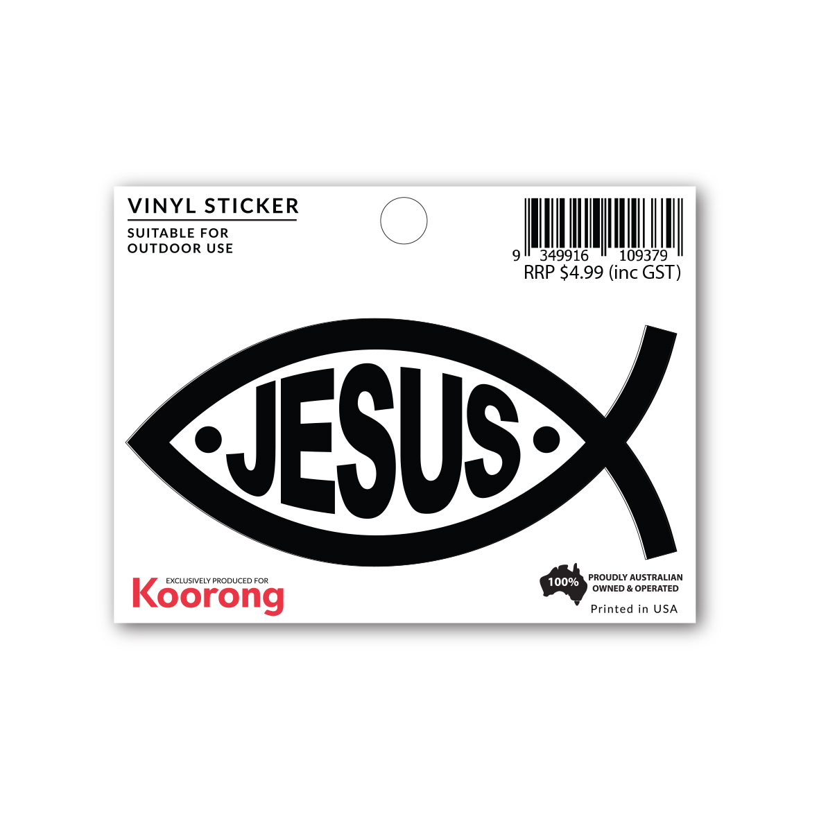 Sticker: Jesus Fish (Vinyl, Suitable for Outdoor Use) | Koorong