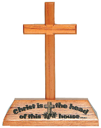 Cross on Stand: Christ is the Head (Mahogany) | Koorong