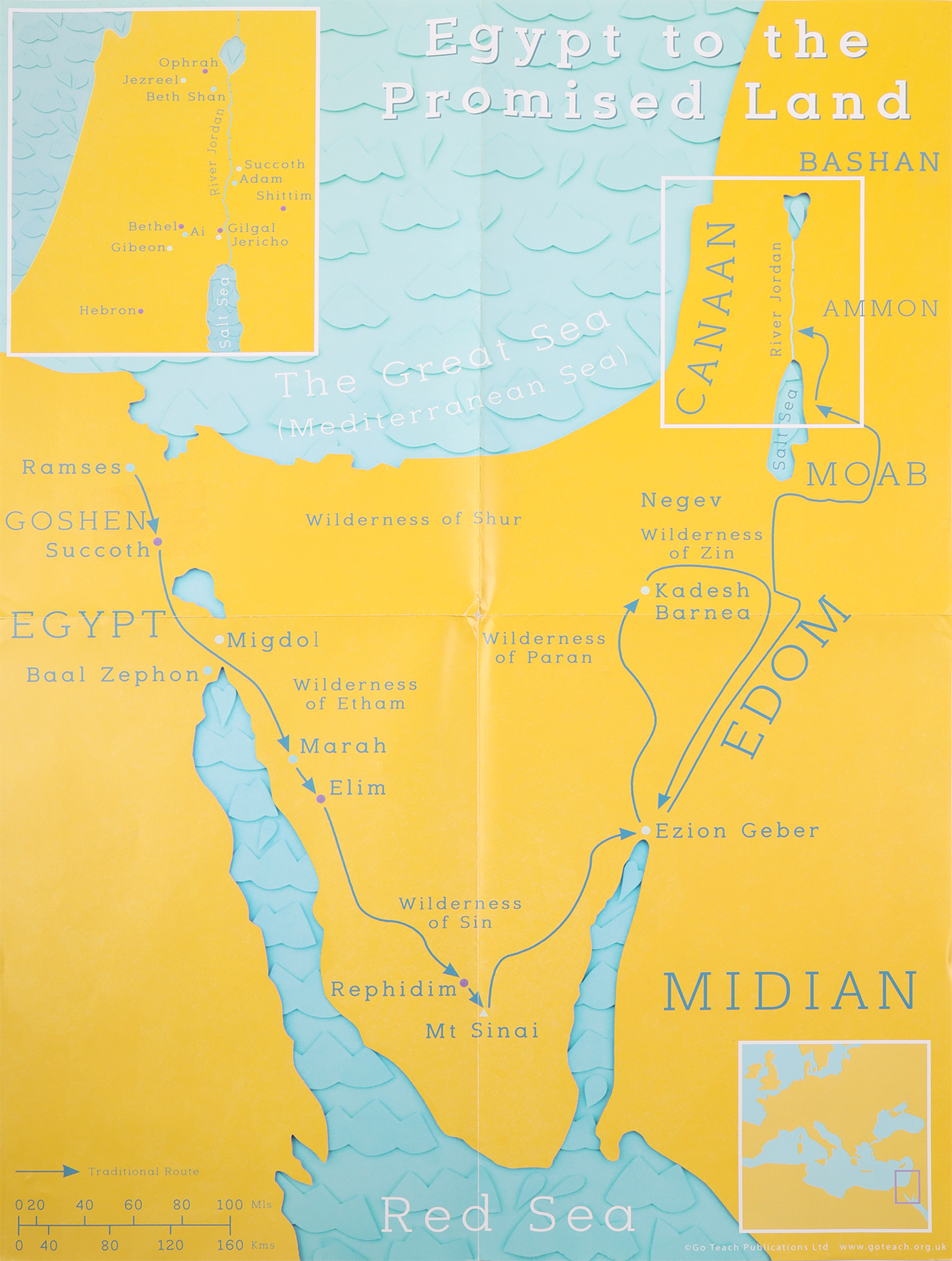 Egypt to the Promised Land Map (A2 Size, Comes Folded As A4 Size) | Koorong
