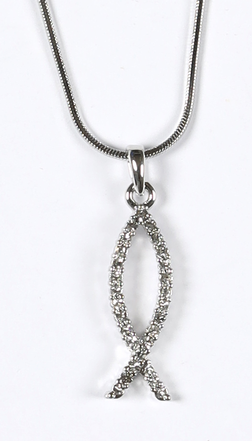 Pendant Necklace: Fish Symbol With Austrian Crystals, 45 Cm (Ichthys ...