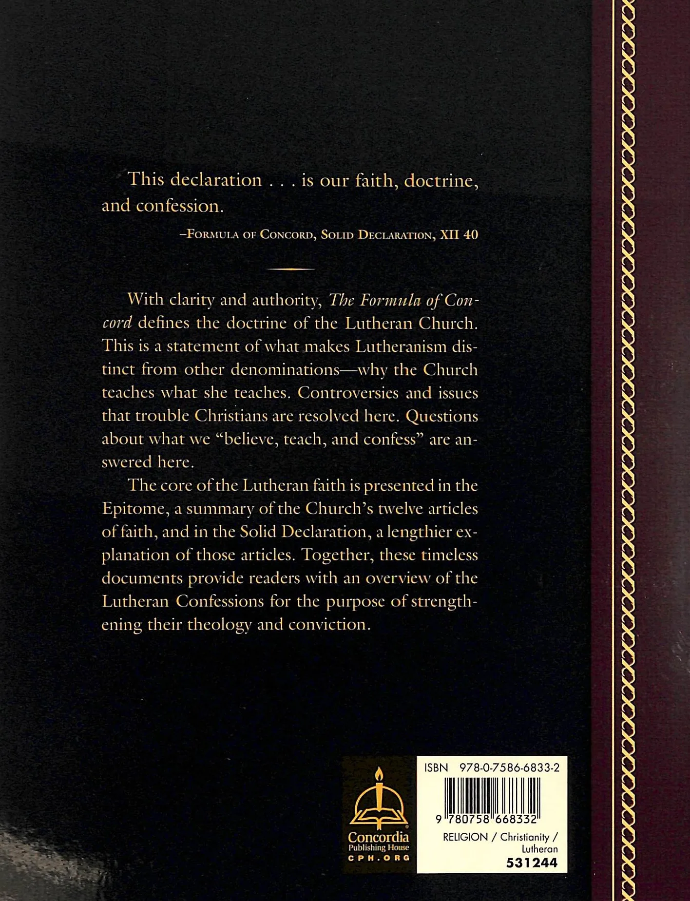 The Formula of Concord: The Epitome and Solid Declaration (Reader's ...