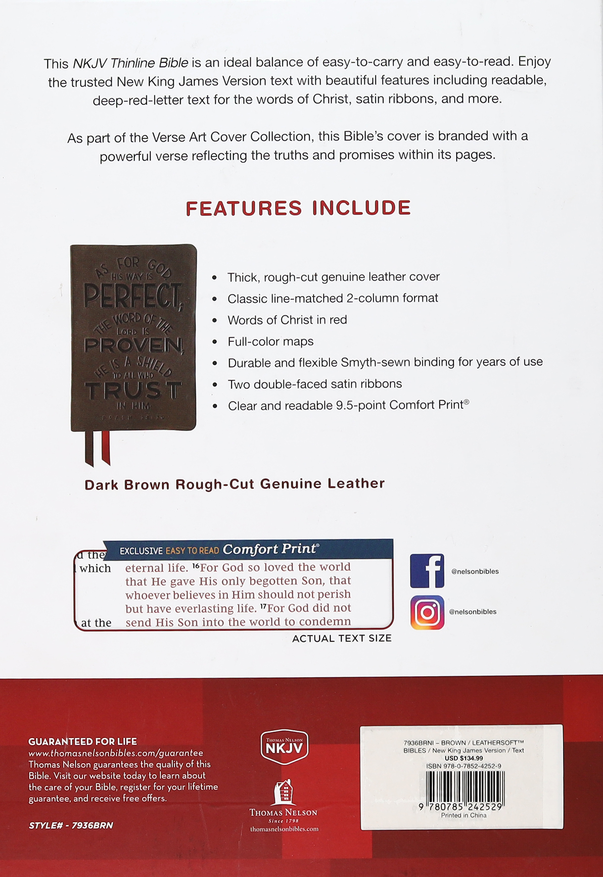 NKJV Thinline Bible Verse Art Cover Collection Brown Thumb Indexed (Red ...