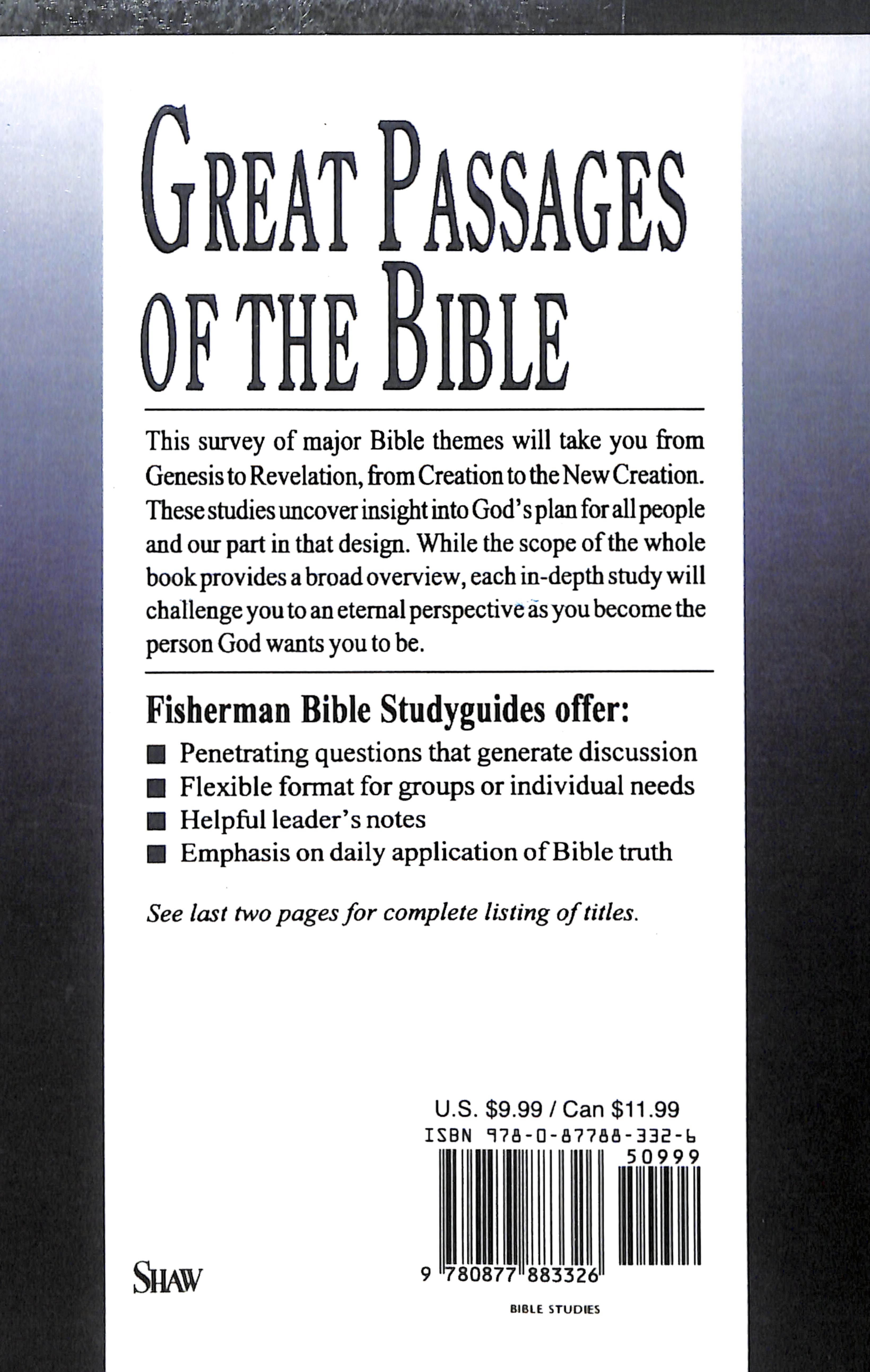 Great Passages of the Bible (Fisherman Bible Studyguide Series) | Koorong