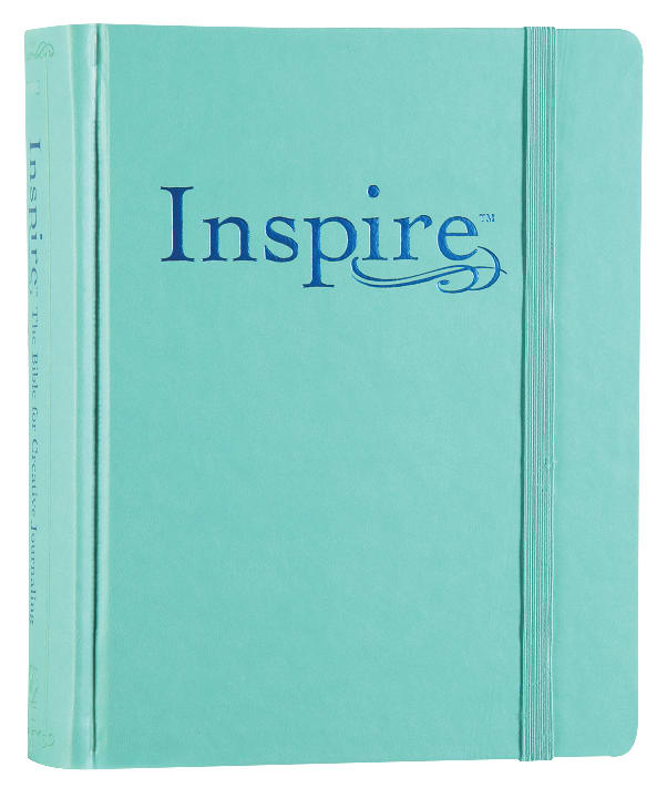 NLT Inspire Creative Journaling Bible Aquamarine With Elastic (Black ...