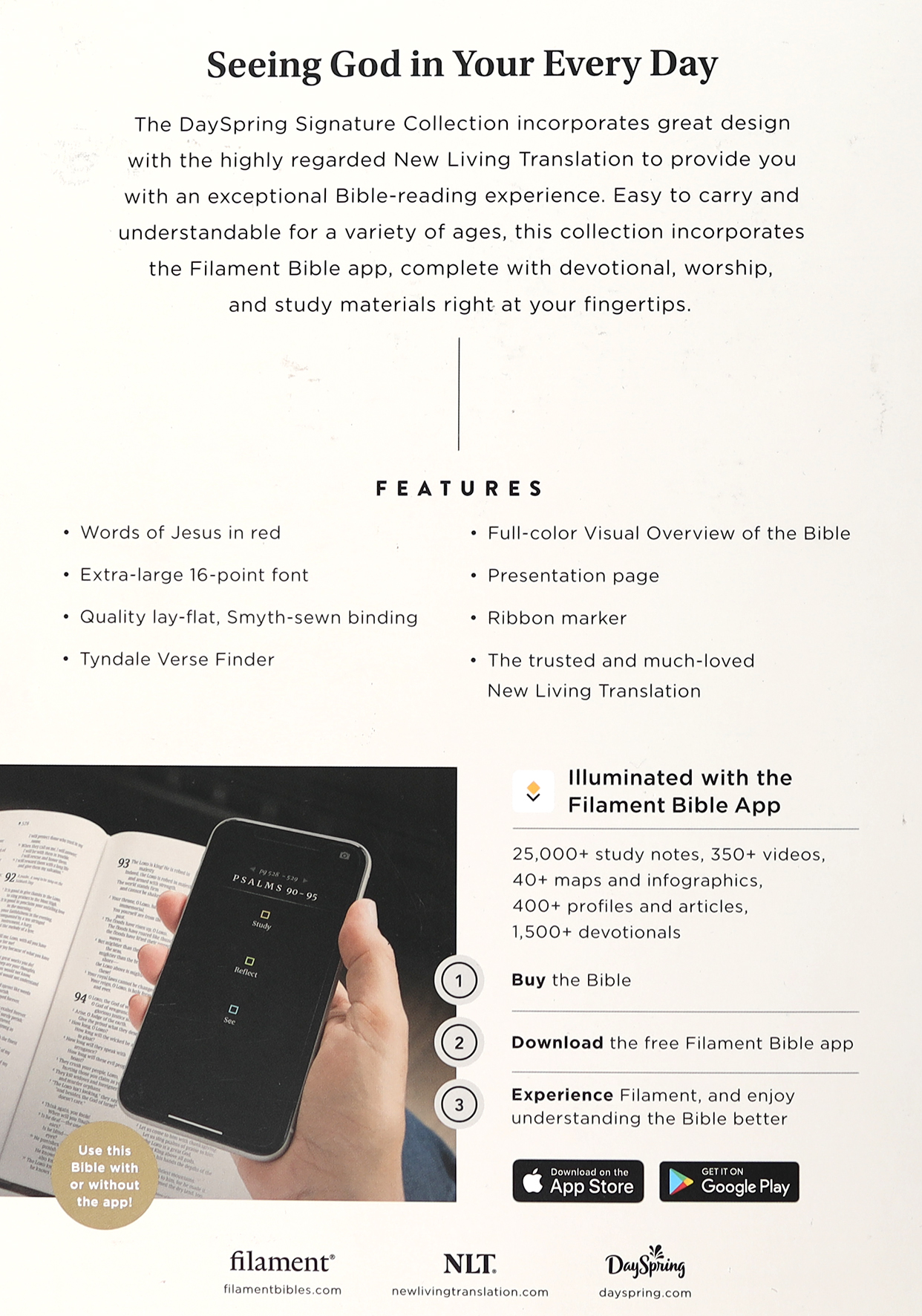 NLT Super Giant Print Bible Filament Enabled Edition Blush Floral ...