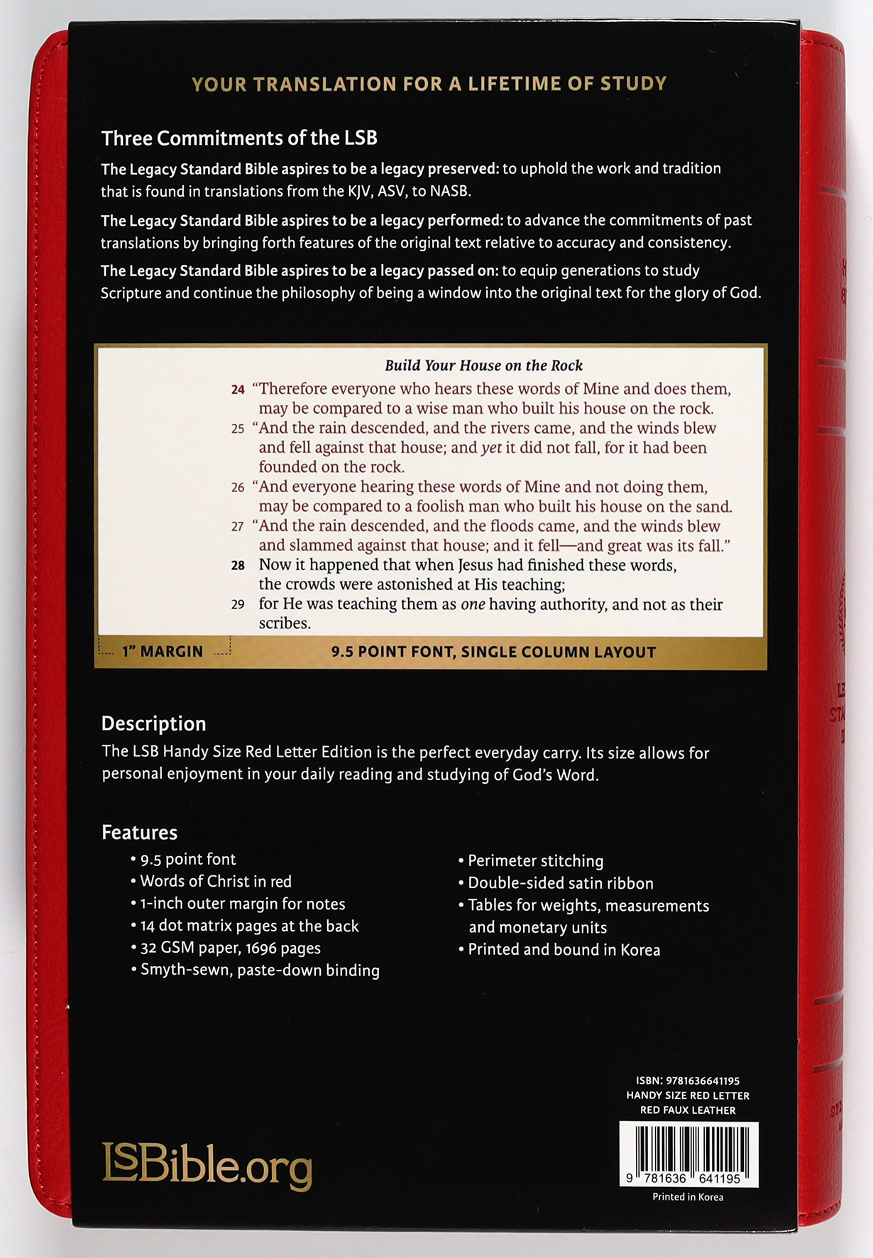 Lsb Legacy Standard Bible Handy Size Red (Red Letter Edition) | Koorong