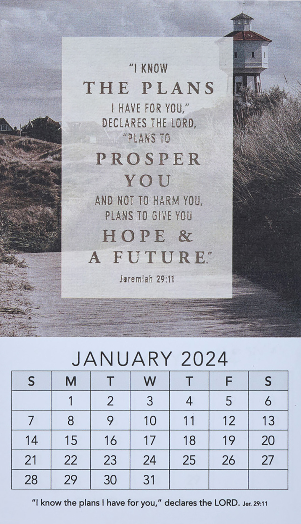 2024 Mini Magnetic Calendar: Plans - Jer. 29:11, Lighthouse | Koorong