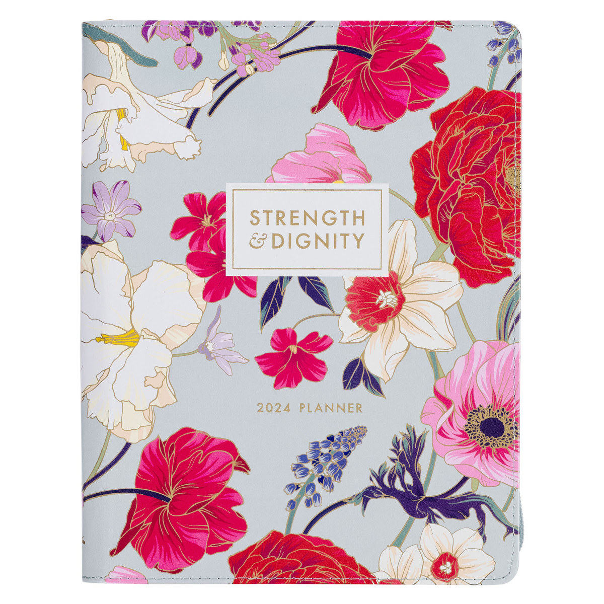 2024 18-Month Zippered Diary/Planner: Strength & Dignity, Floral (Aug ...