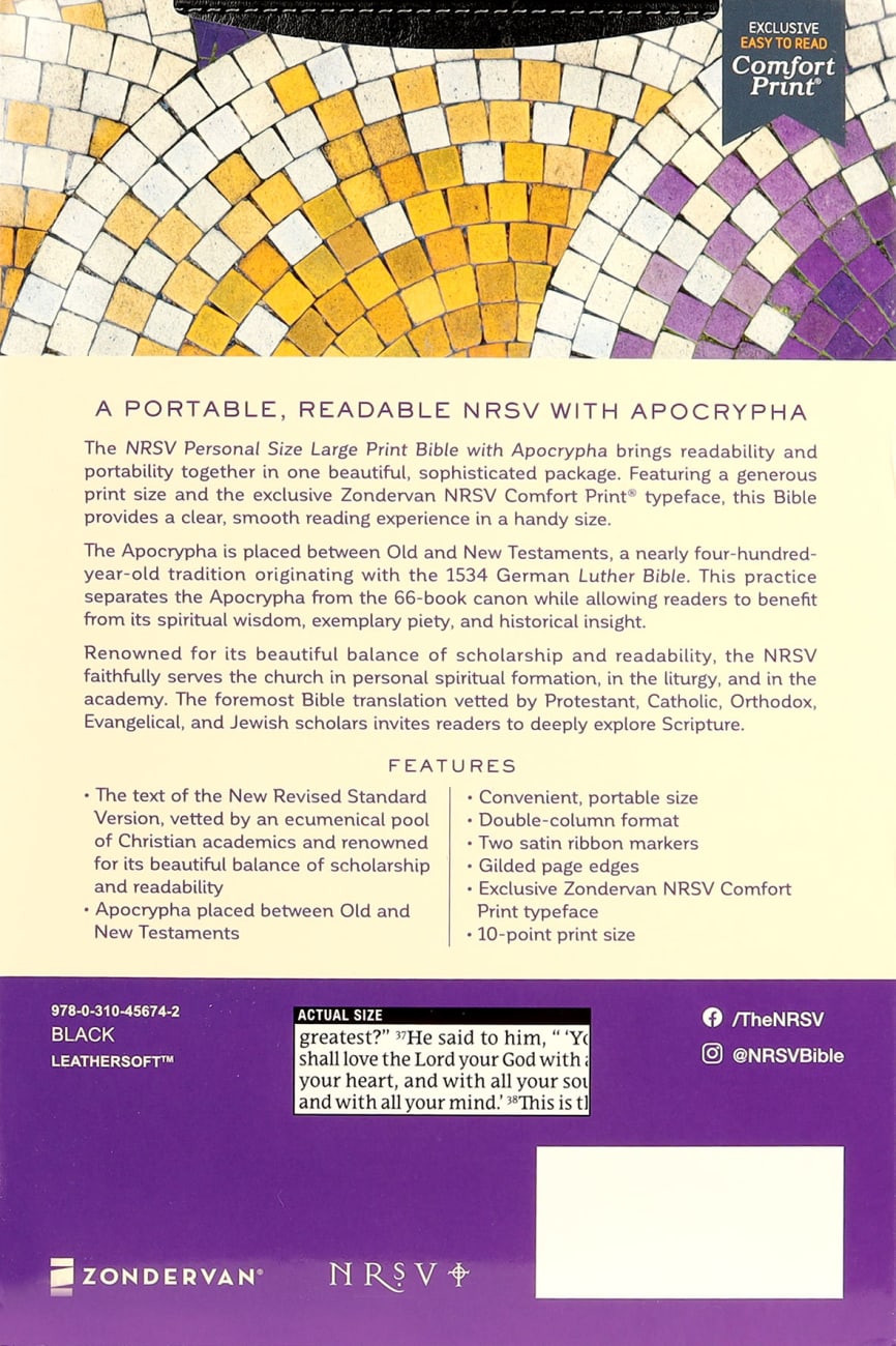 NRSV Personal Size Large Print Bible With Apocrypha Black by Zondervan ...