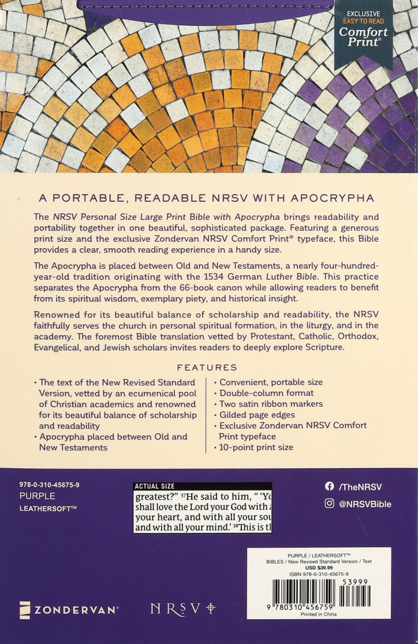 NRSV Personal Size Large Print Bible With Apocrypha Purple | Koorong